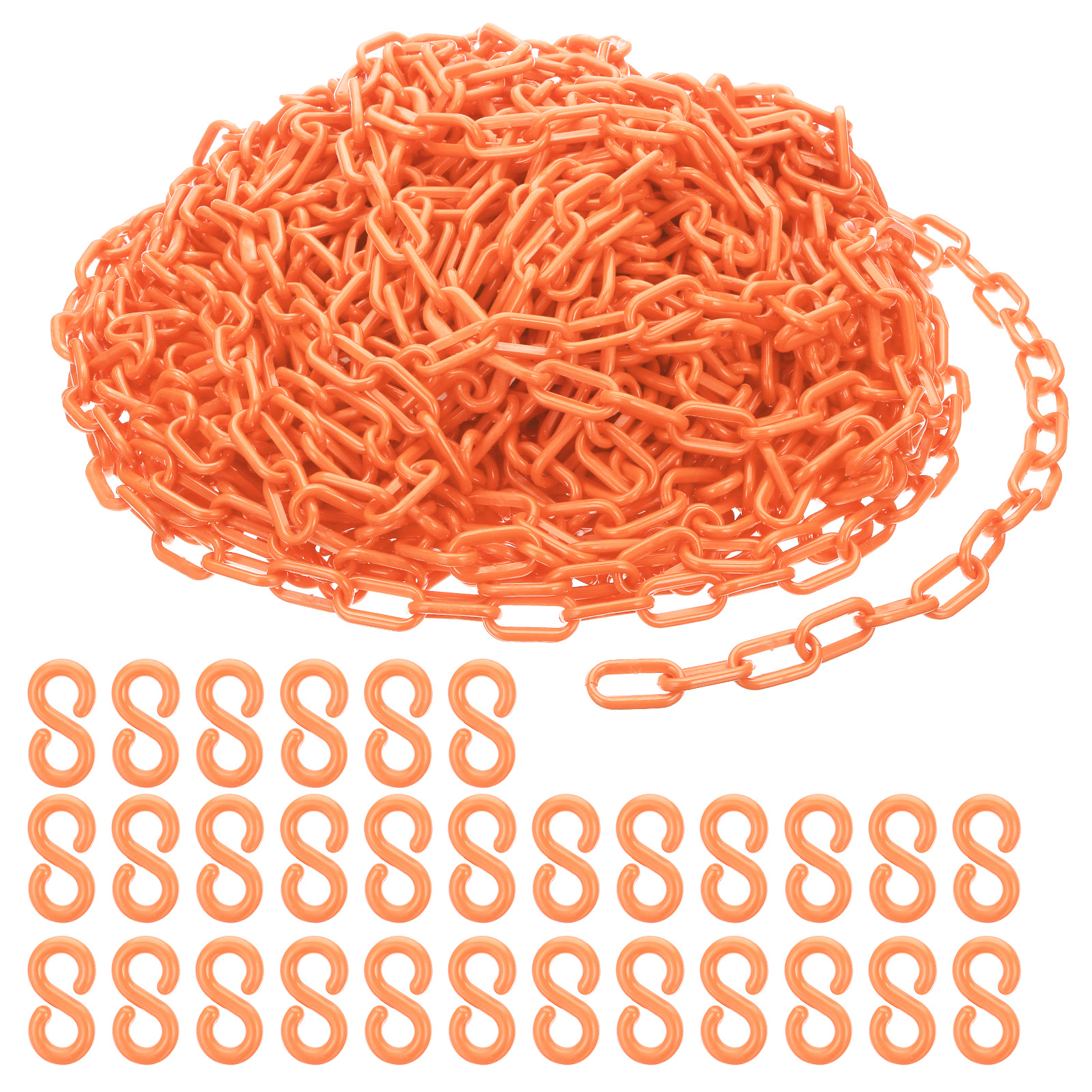 Uxcell Plastic Chain Links, 140 Feet Safety Chains, Orange Plastic ...
