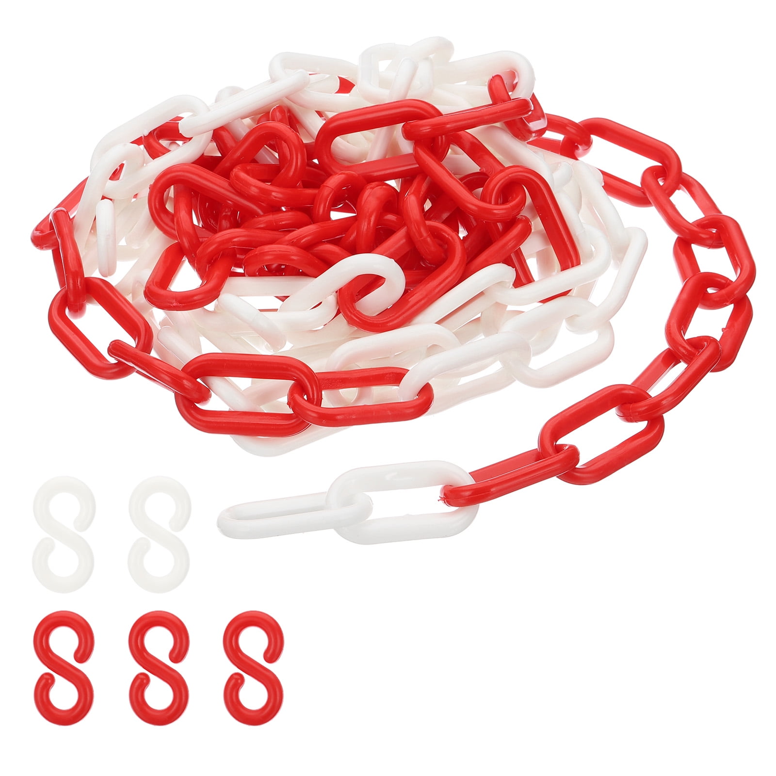 Uxcell Plastic Chain Links, 10 Feet Safety Chains, Red/White Plastic ...