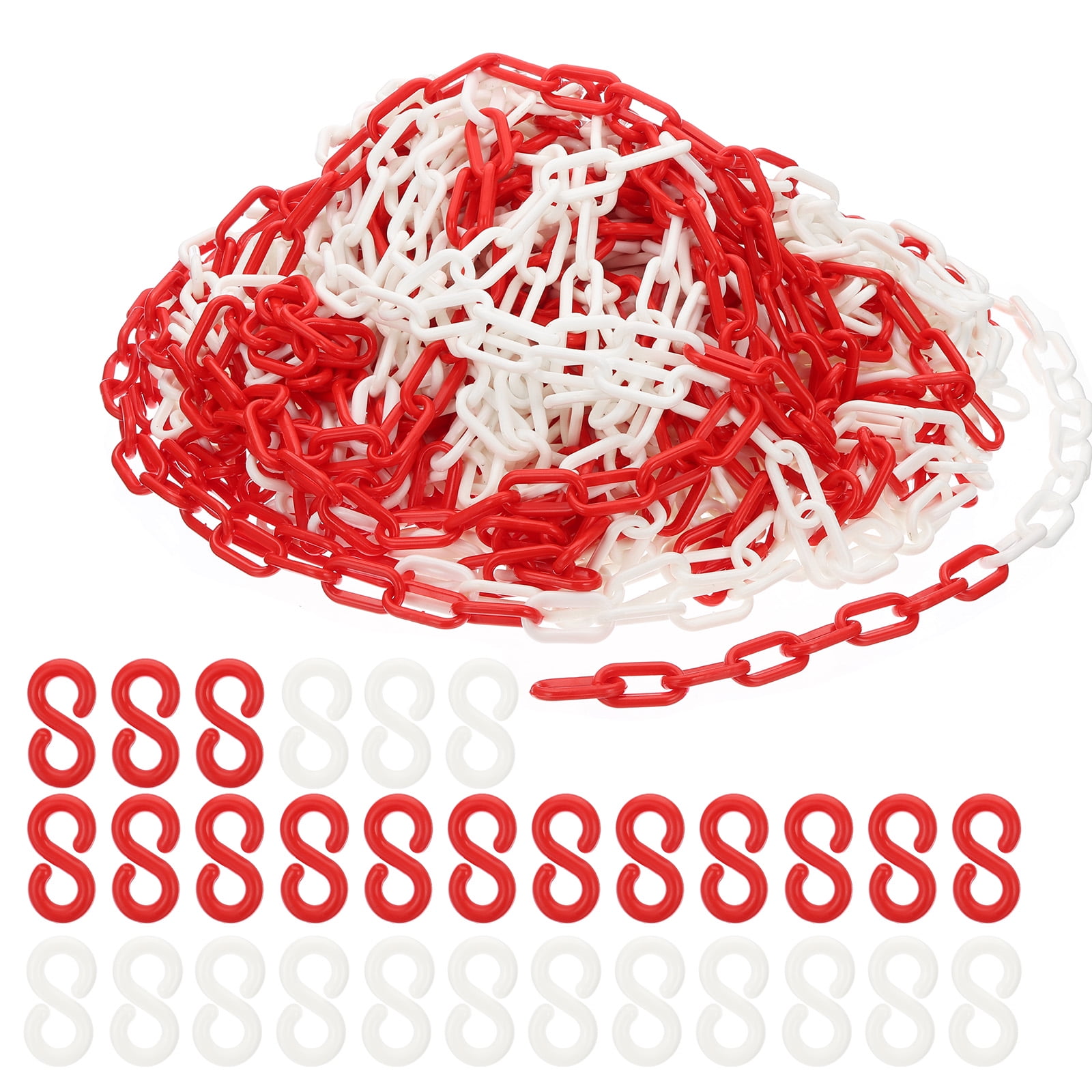 Uxcell Plastic Chain Links, 140 Feet Safety Chains, Red/White Plastic ...