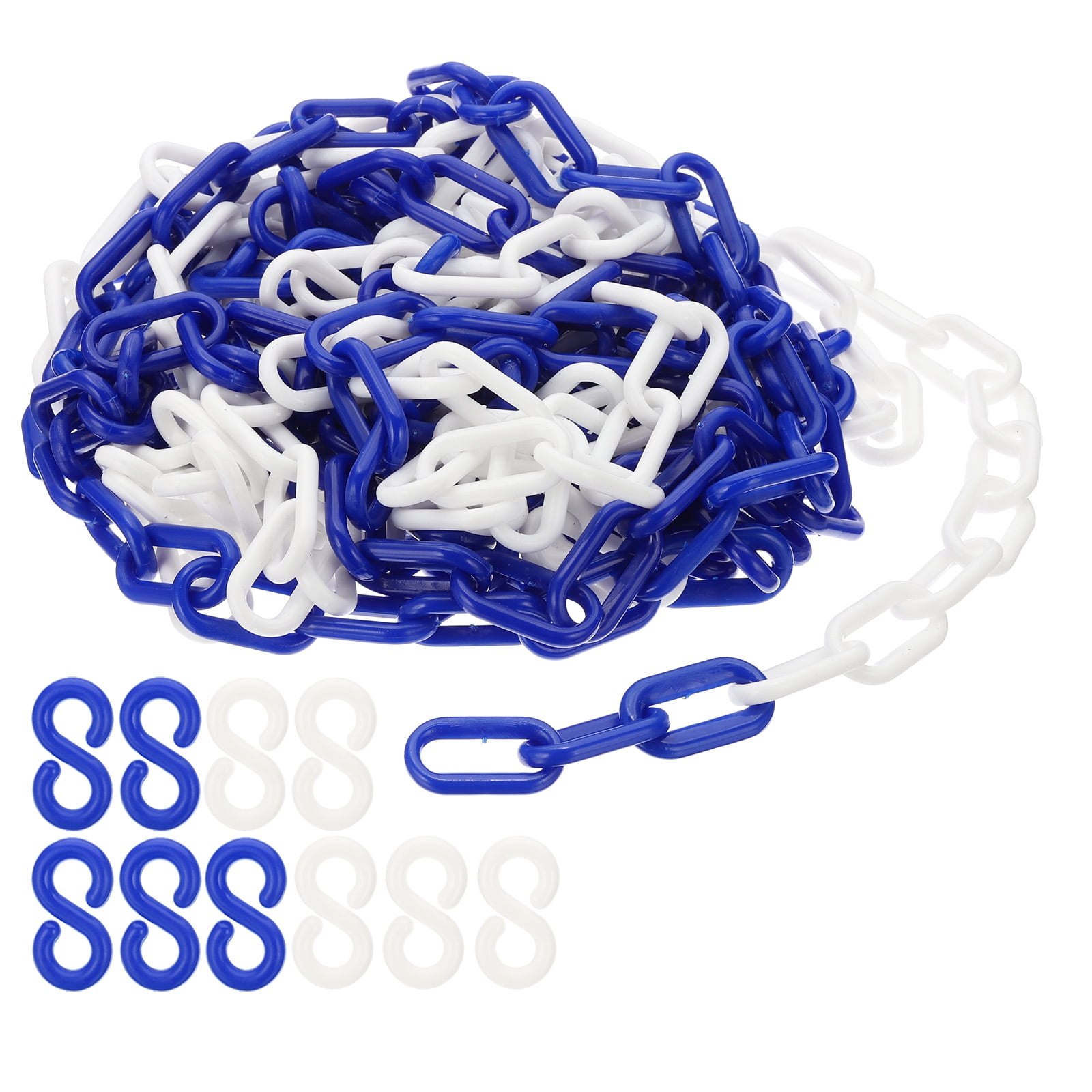 Uxcell Plastic Chain Links, 30 Feet Safety Chains, Blue/White Plastic ...