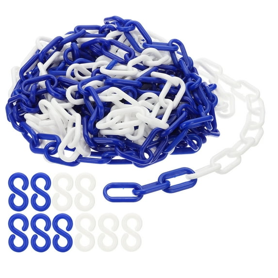 Uxcell Plastic Chain Links, 30 Feet Safety Chains, Blue/White Plastic ...