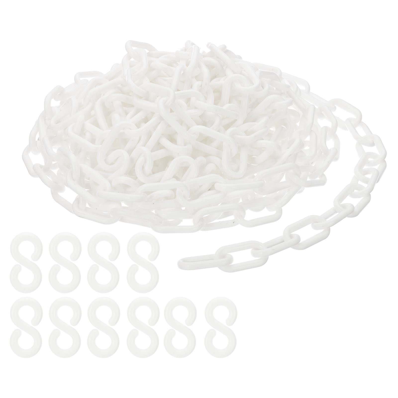 Uxcell Plastic Chain Links, 30 Feet Safety Chains, White Plastic Chains ...