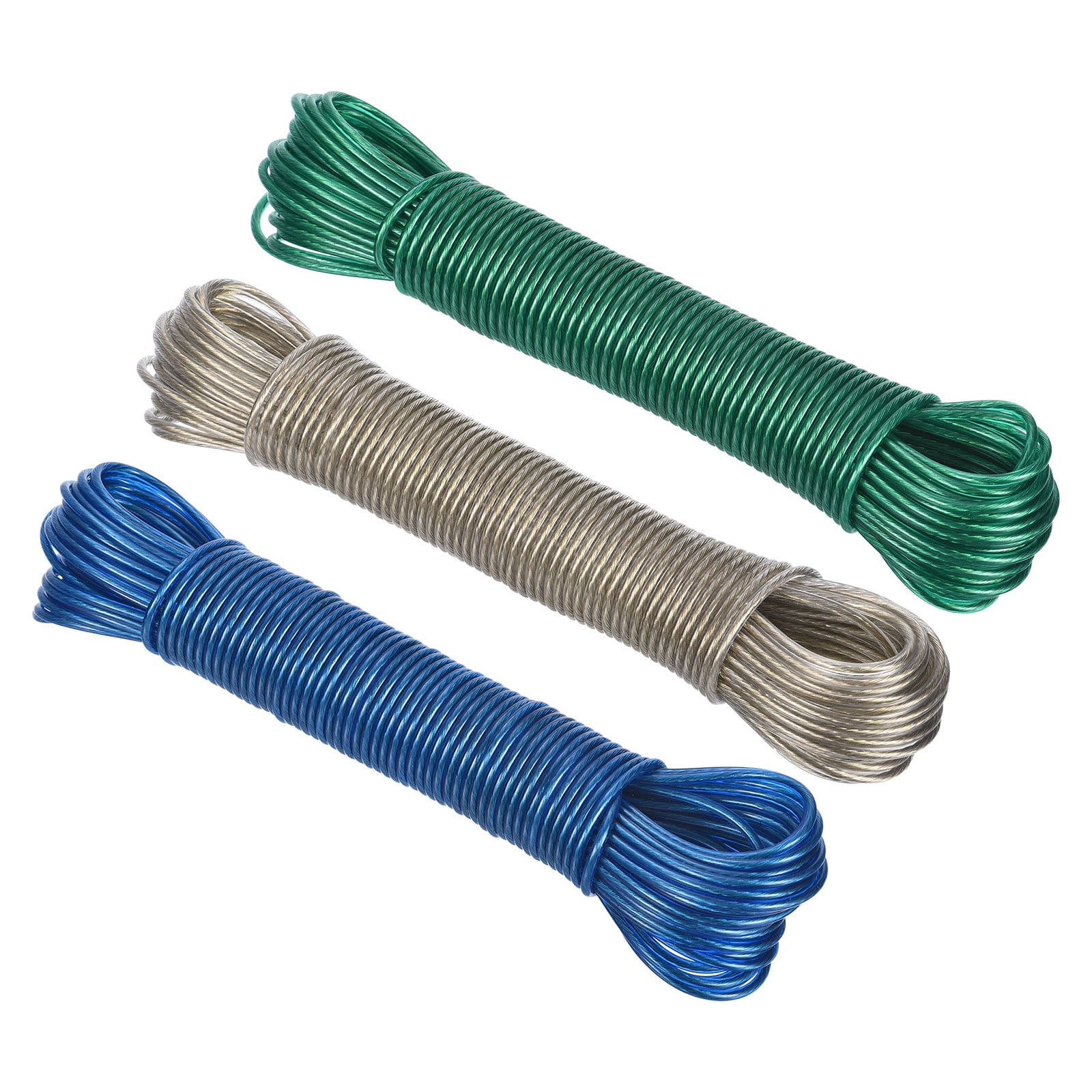 Uxcell Plastic Clothesline, 2 Pack 1/8Inch x 66FT Steel Core Clothes ...