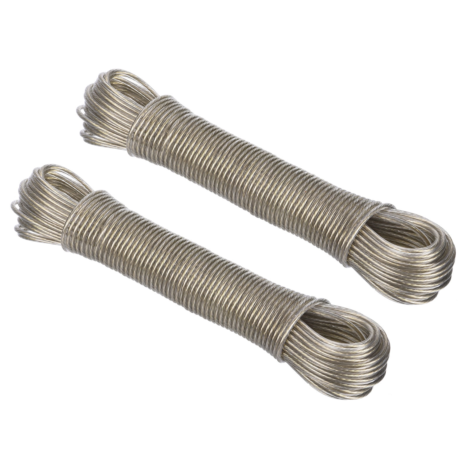 Uxcell Plastic Coated Clothesline, 2 Pack 1/8Inch x 66FT Steel Core ...