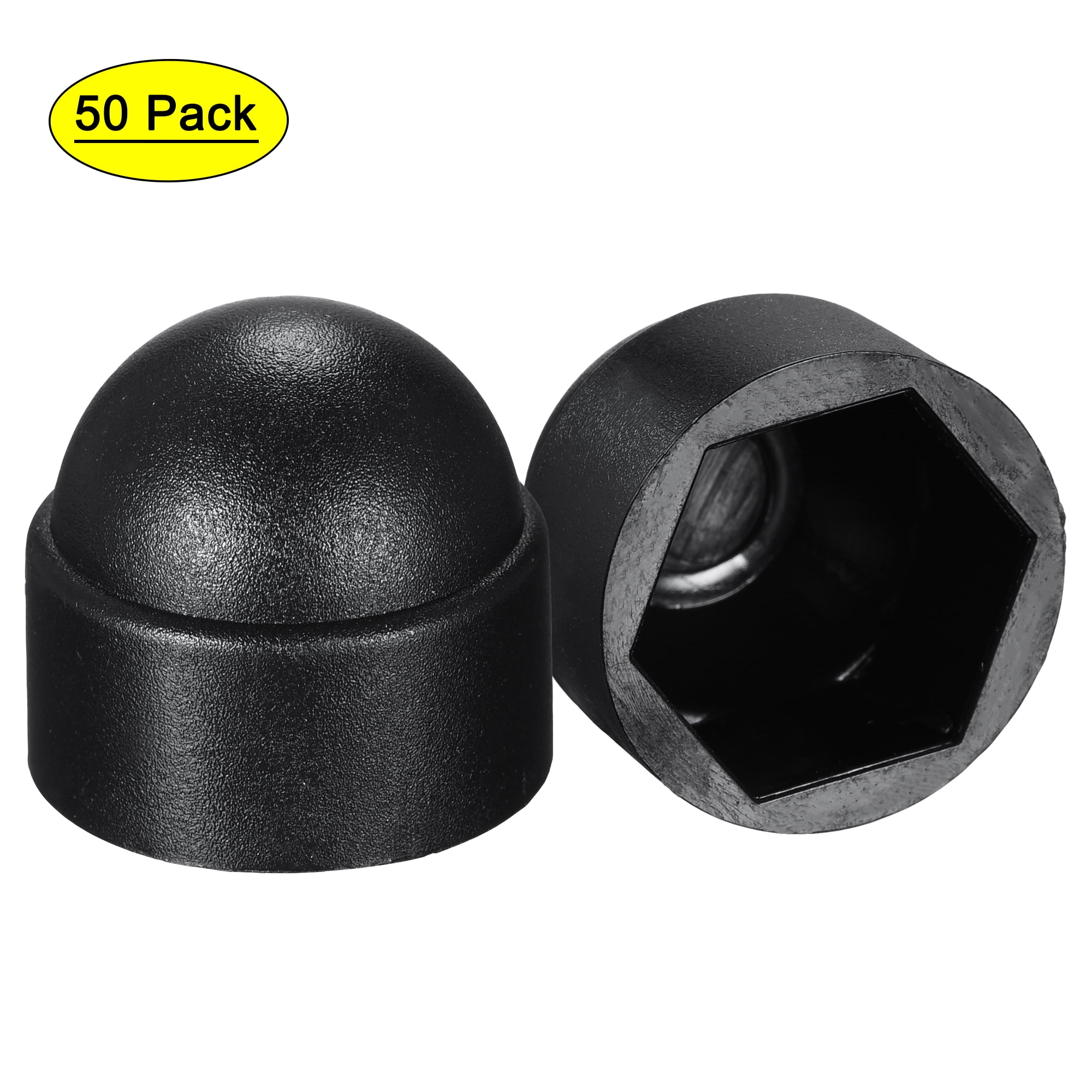 Uxcell Plastic Dome Nut Protection Cap Covers, M10 Hex Nut Cover Black ...