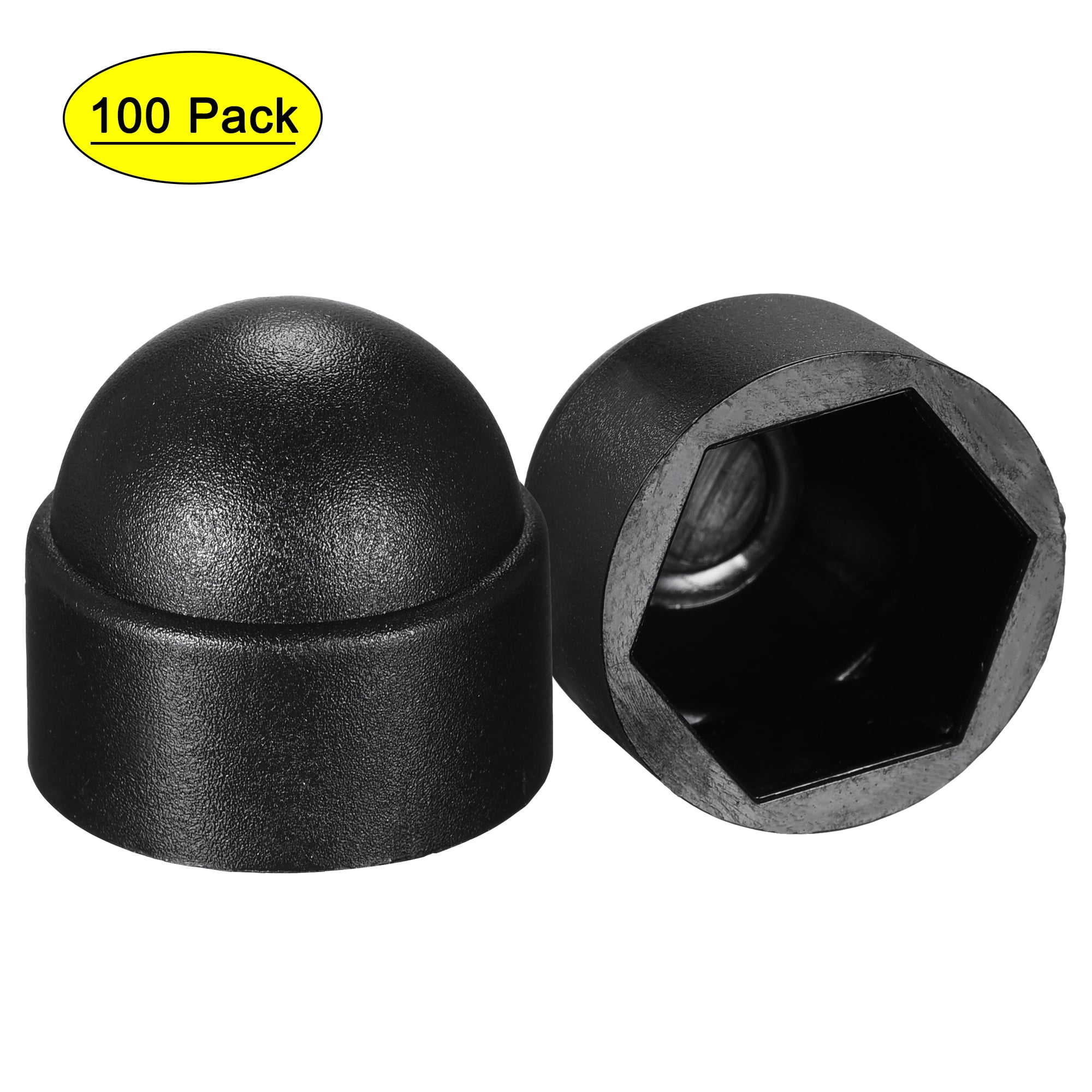 Uxcell Plastic Dome Nut Protection Cap Covers, M10 Nut Cover Black 100 ...