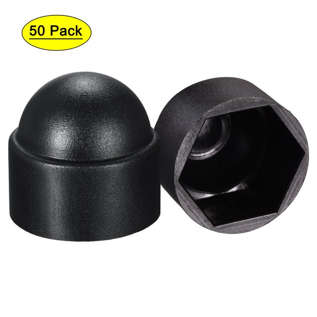 Uxcell Plastic Dome Nut Protection Cap Covers, M14 Nut Cover Black 50 ...