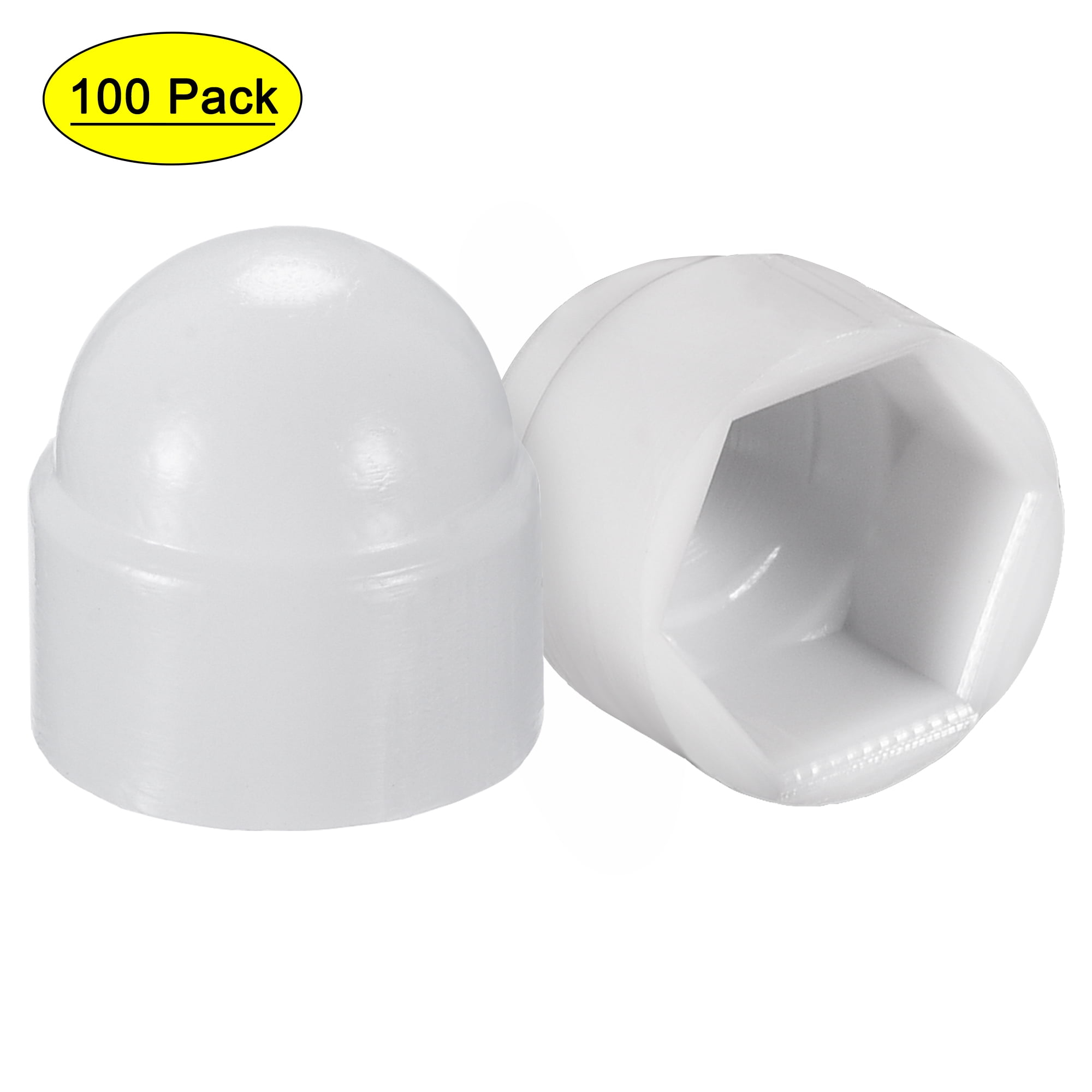 Uxcell Plastic Dome Nut Protection Cap Covers, M4 Nut Cover White 100 ...