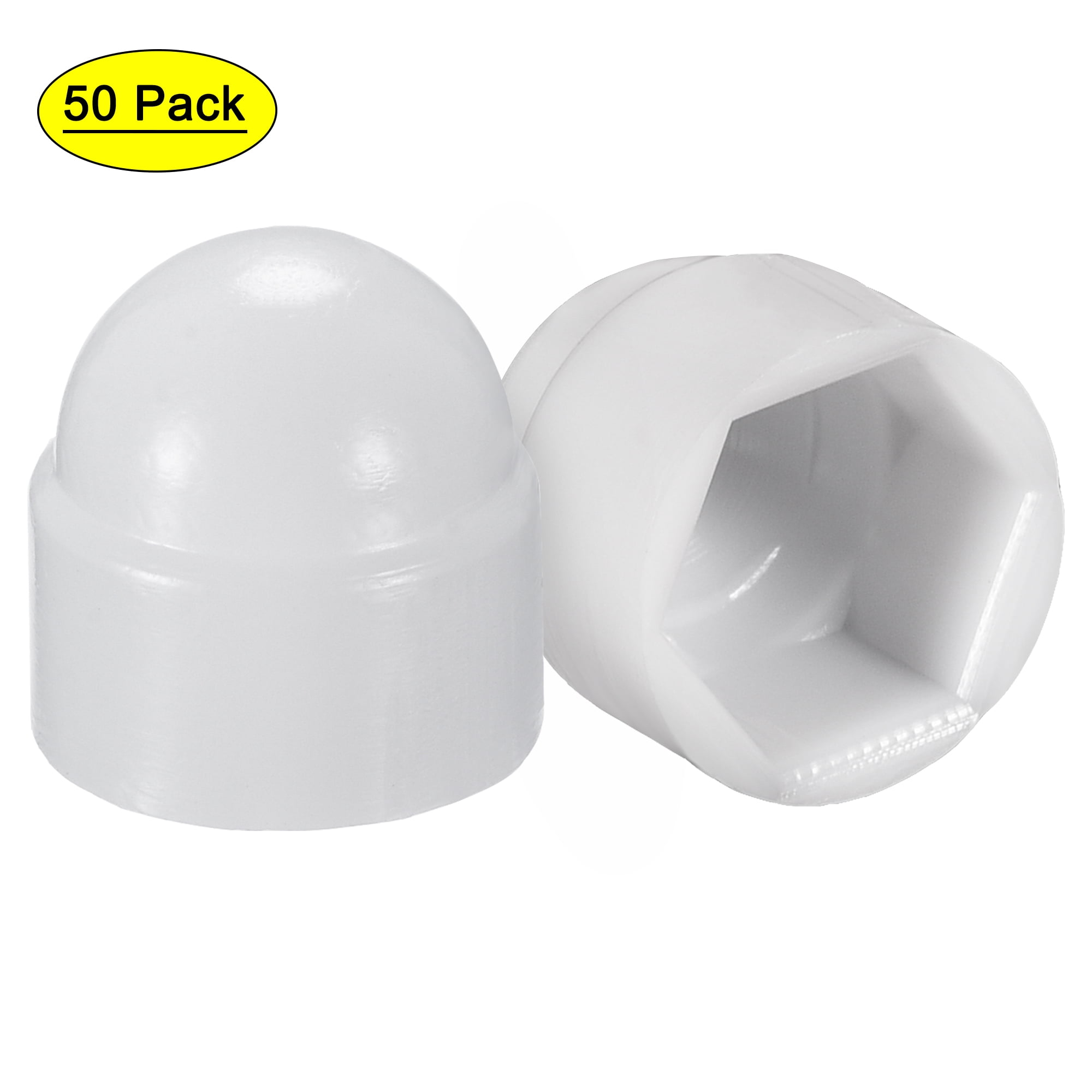 Uxcell Plastic Dome Nut Protection Cap Covers, M4 Nut Cover White 50 ...