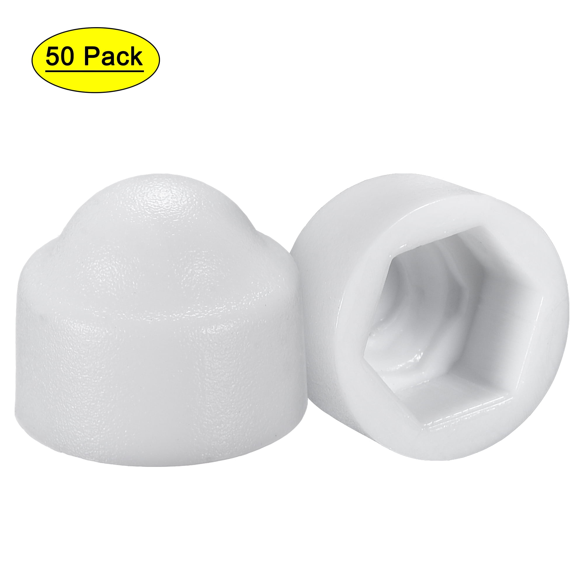 Uxcell Plastic Dome Nut Protection Cap Covers, M5 Nut Cover White 50 ...