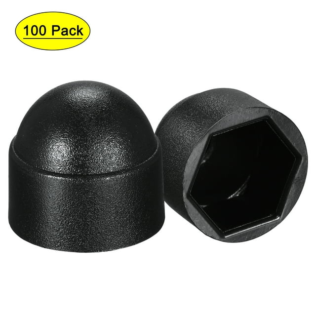 Uxcell Plastic Dome Nut Protection Cap Covers, M8 Nut Cover Black 100 ...