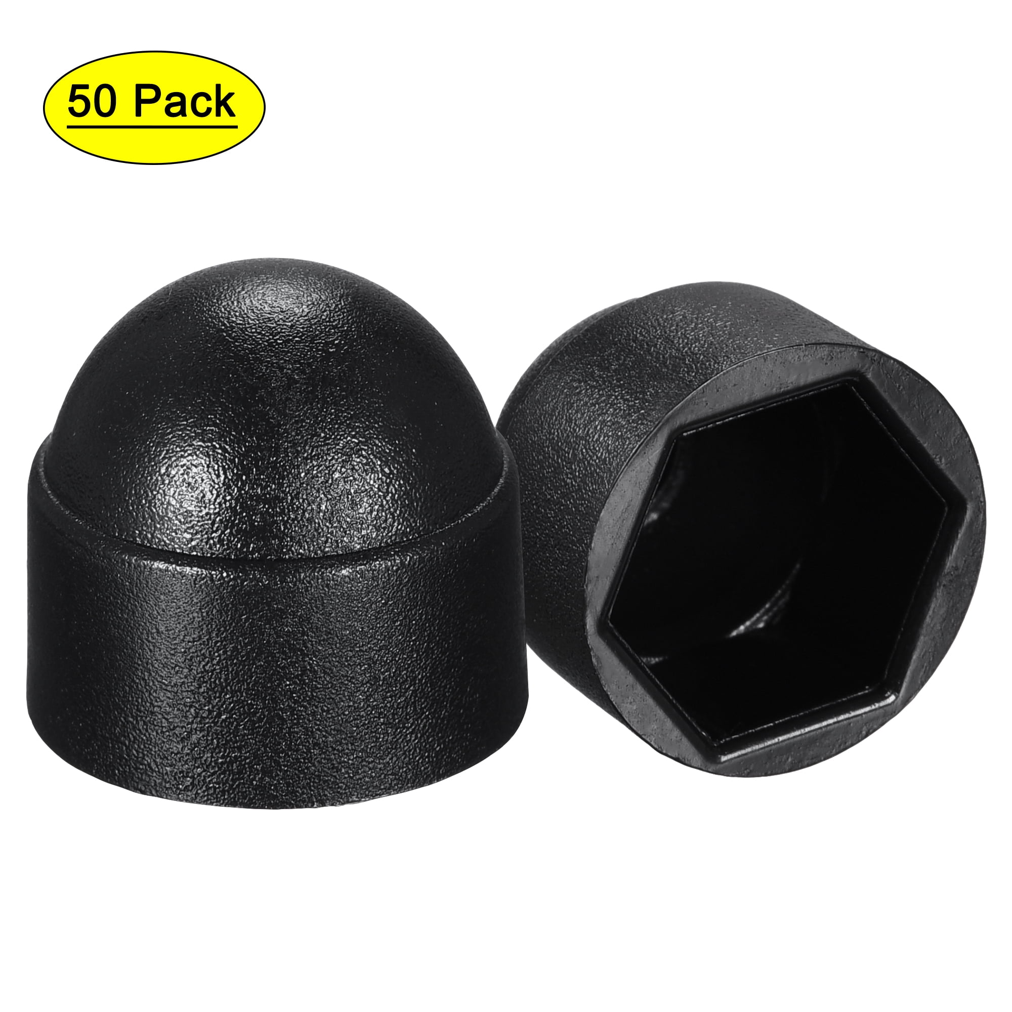 Uxcell Plastic Dome Nut Protection Cap Covers, M8 Nut Cover Black 50 ...