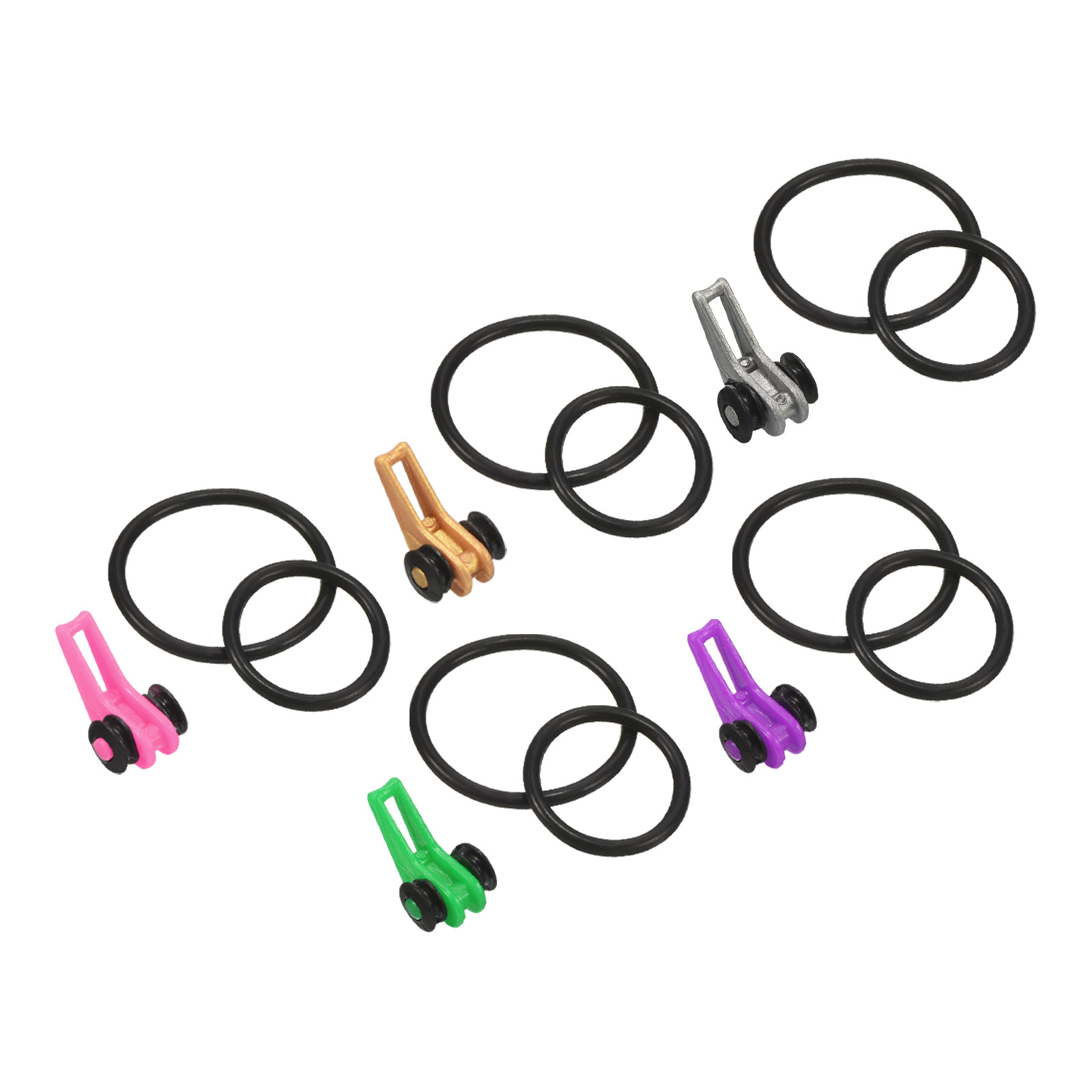 Uxcell Plastic Fishing Hook Keeper with 2 Size Rubber Rings, Silver ...