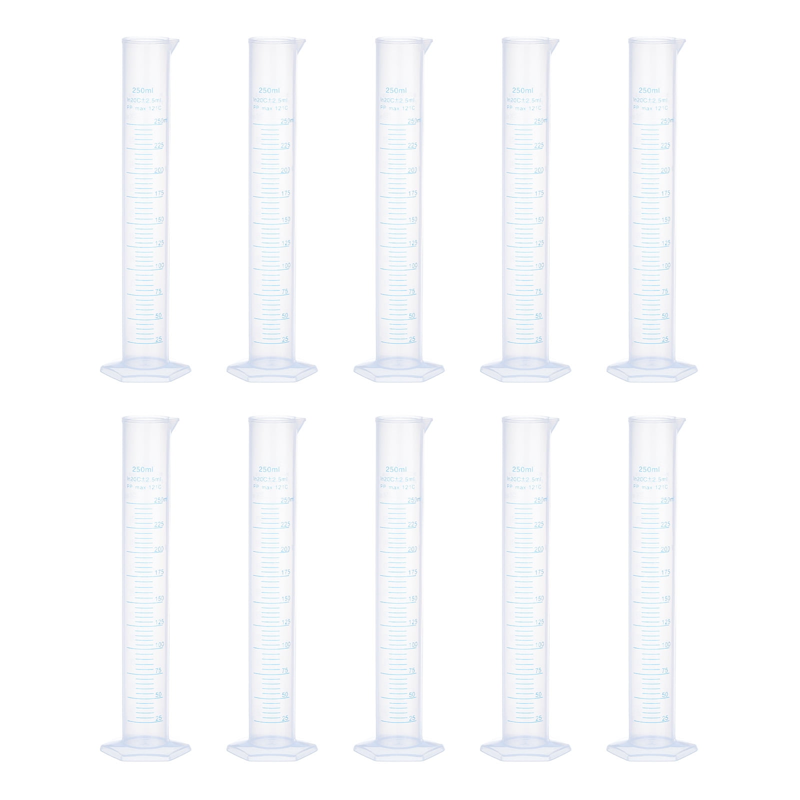 Uxcell Plastic Graduated Cylinder, 250ml Measuring Cylinder, Test Tube ...