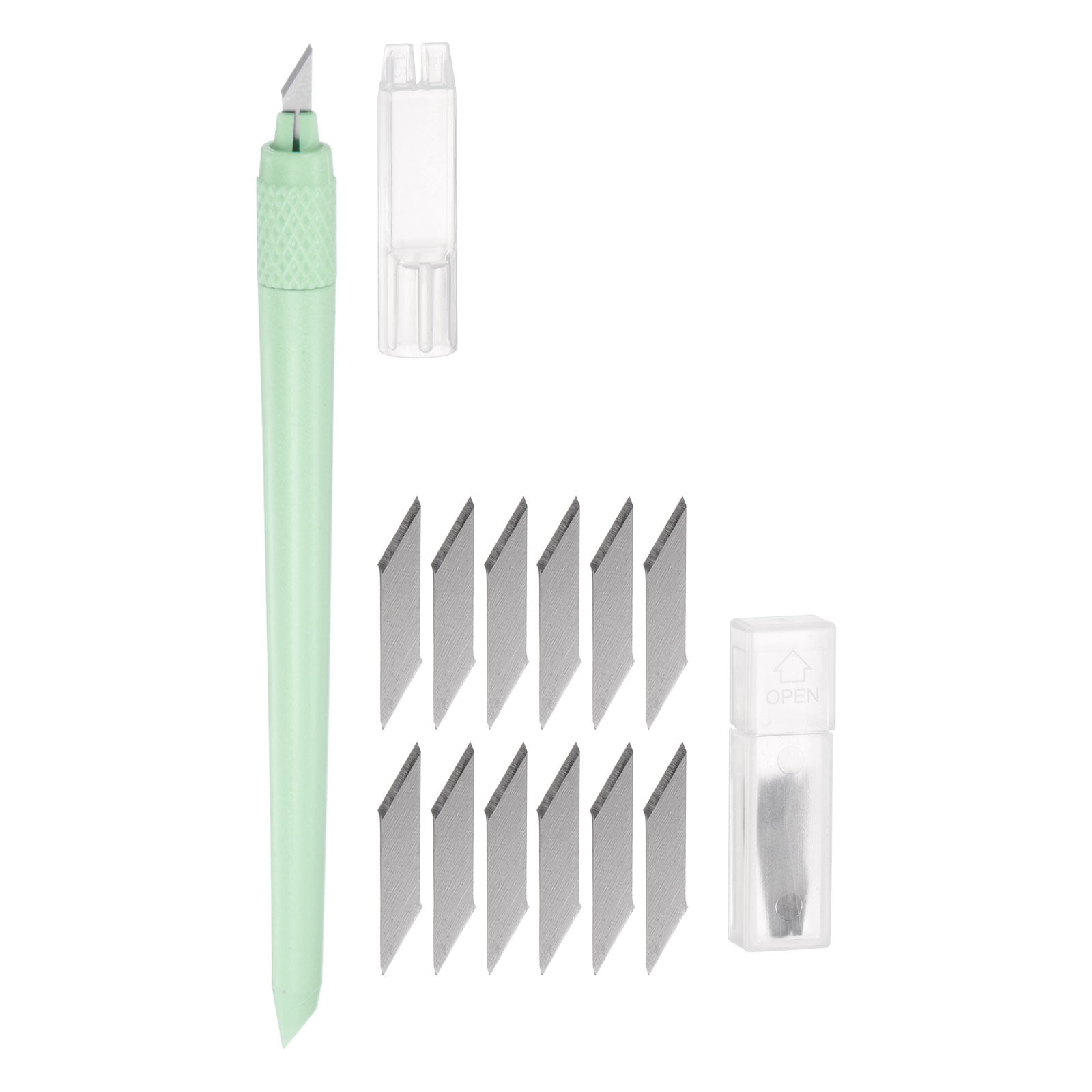 Uxcell Plastic Handle Art Craft Hobby Exacto Knife Set with 12 Pack ...