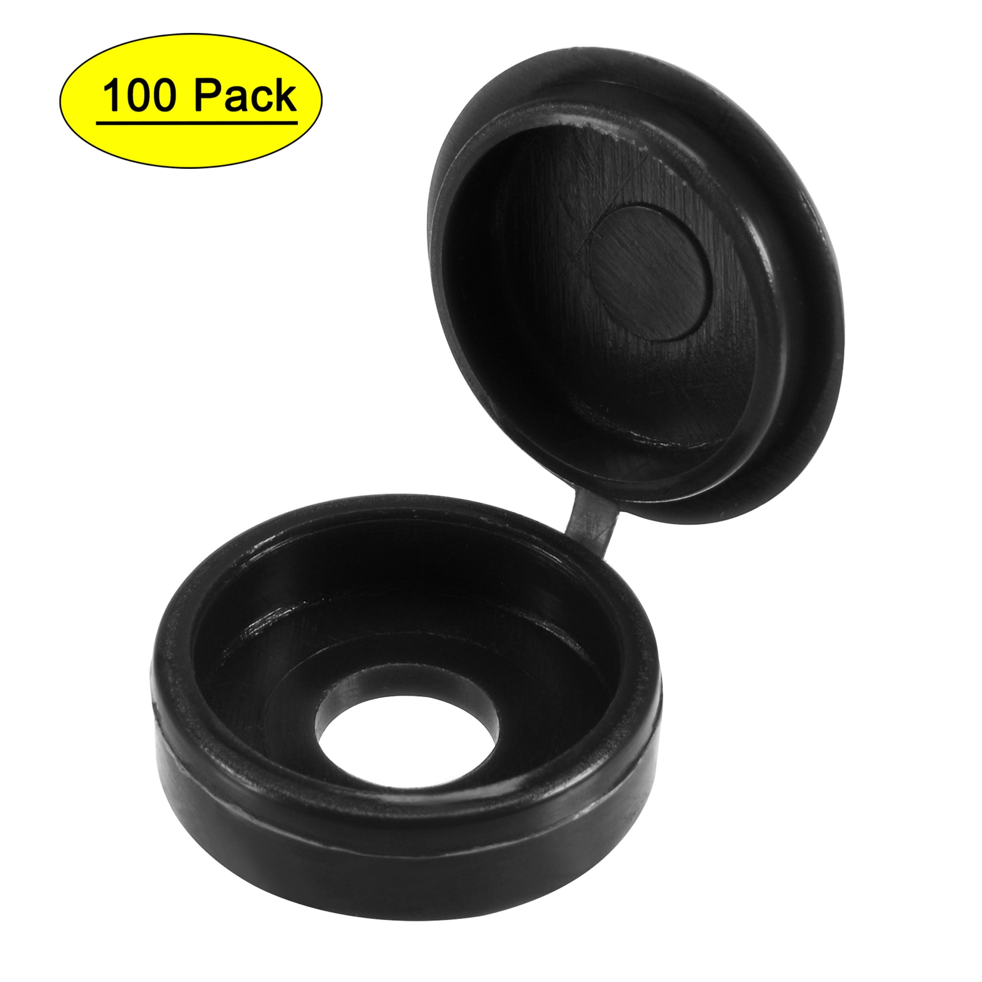 Uxcell Plastic Hinged Screw Cover Cap Hole Fold Snap Washers Black ...