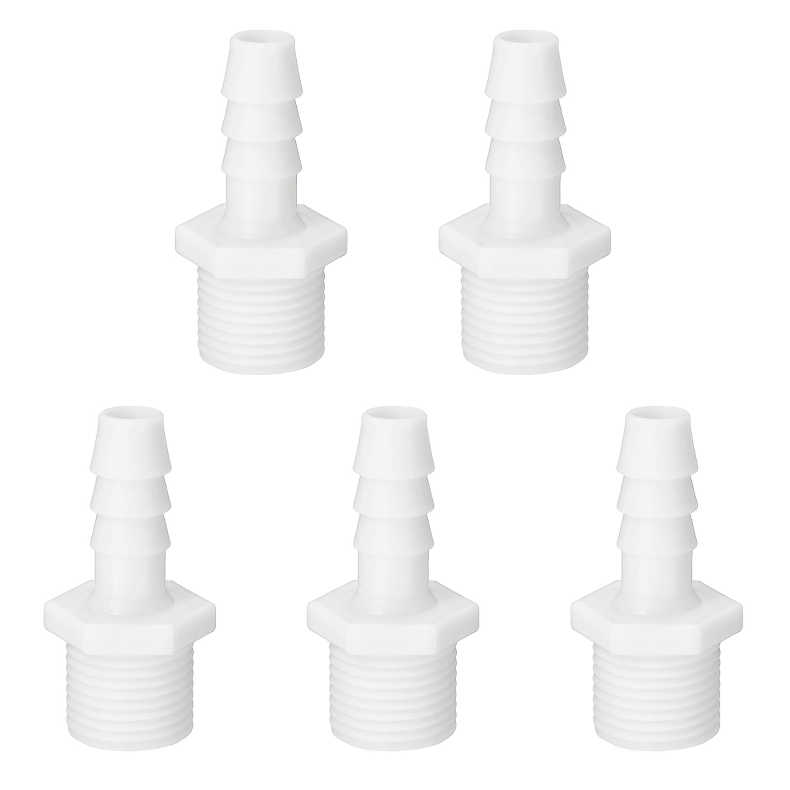 Uxcell Plastic Hose Barb Fitting, (25/64" Barb x G1/2" Male Thread) (5 ...