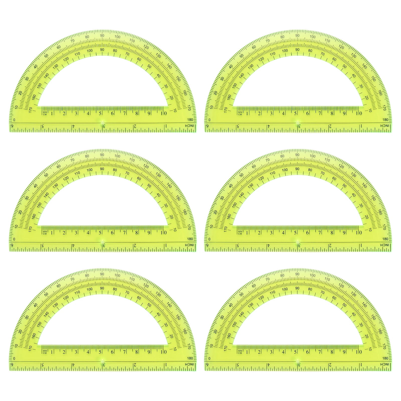 Uxcell Plastic Protractor, 6 Pack Protractors 6 Inch 180 Degrees Clear ...