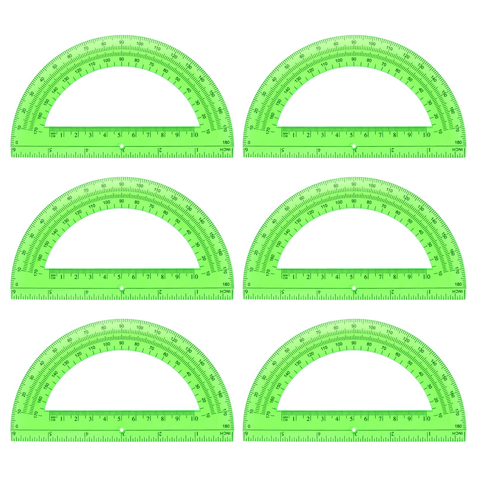 Uxcell Plastic Protractor, 6 Pack Protractors 6 Inch 180 Degrees Clear ...