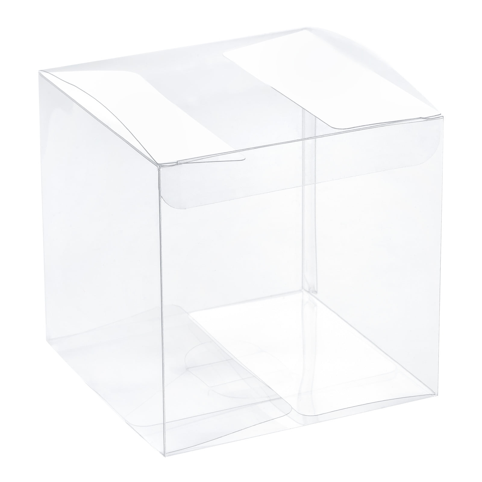 Uxcell Plastic Retail Boxes 100x100x100mm with Protective Film Clear ...