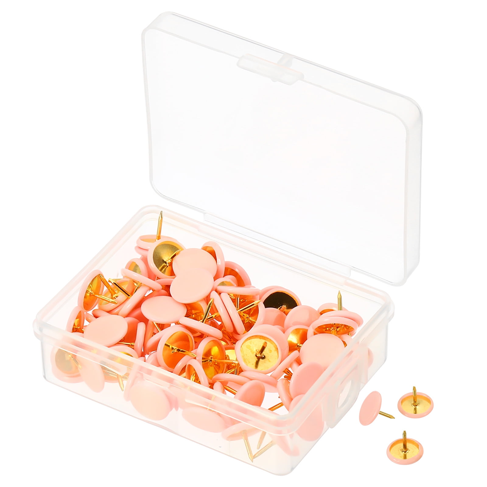 Uxcell Plastic Roundness Decorative Push Pins Golden Steel Point, Pink ...