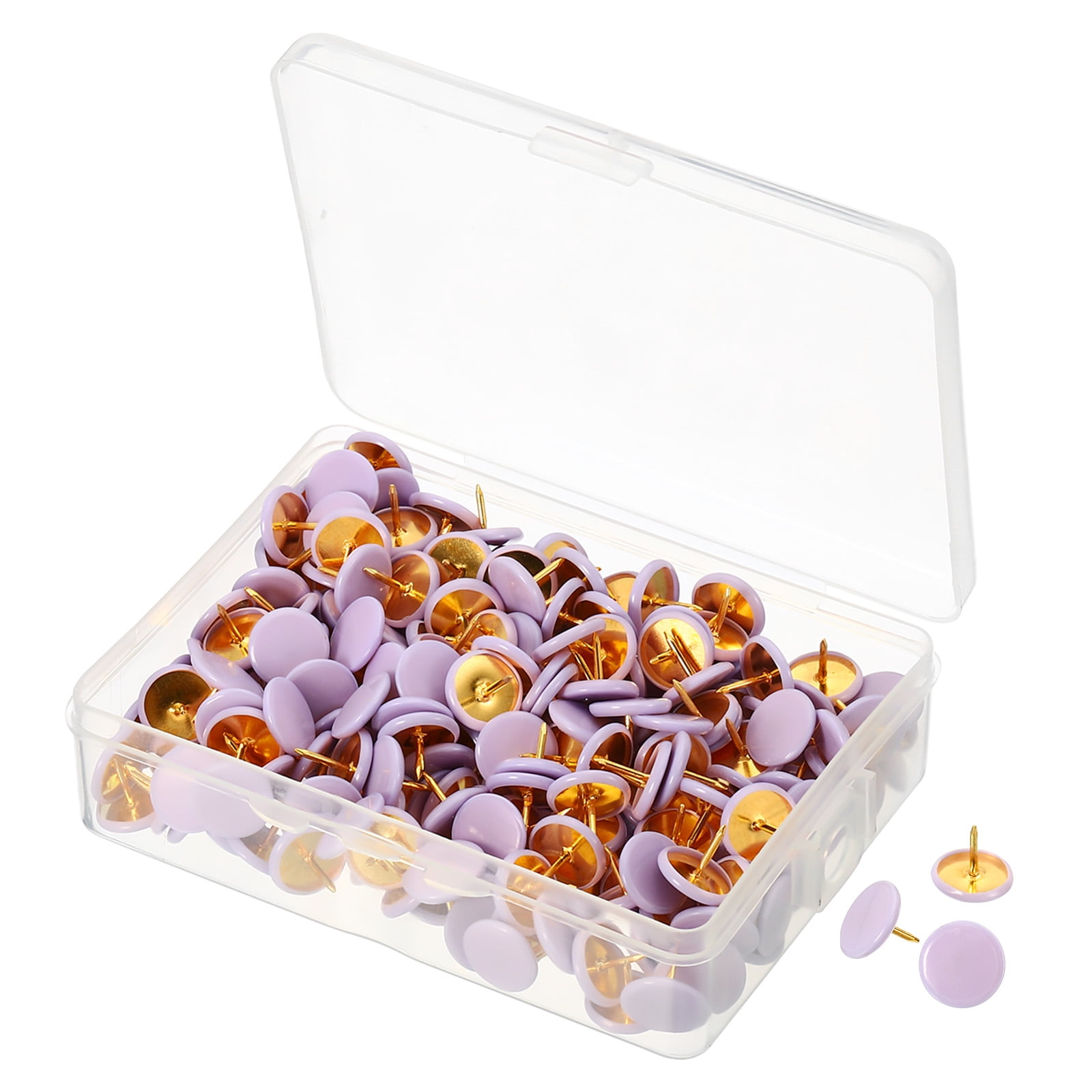 Uxcell Plastic Roundness Decorative Push Pins Golden Steel Point ...