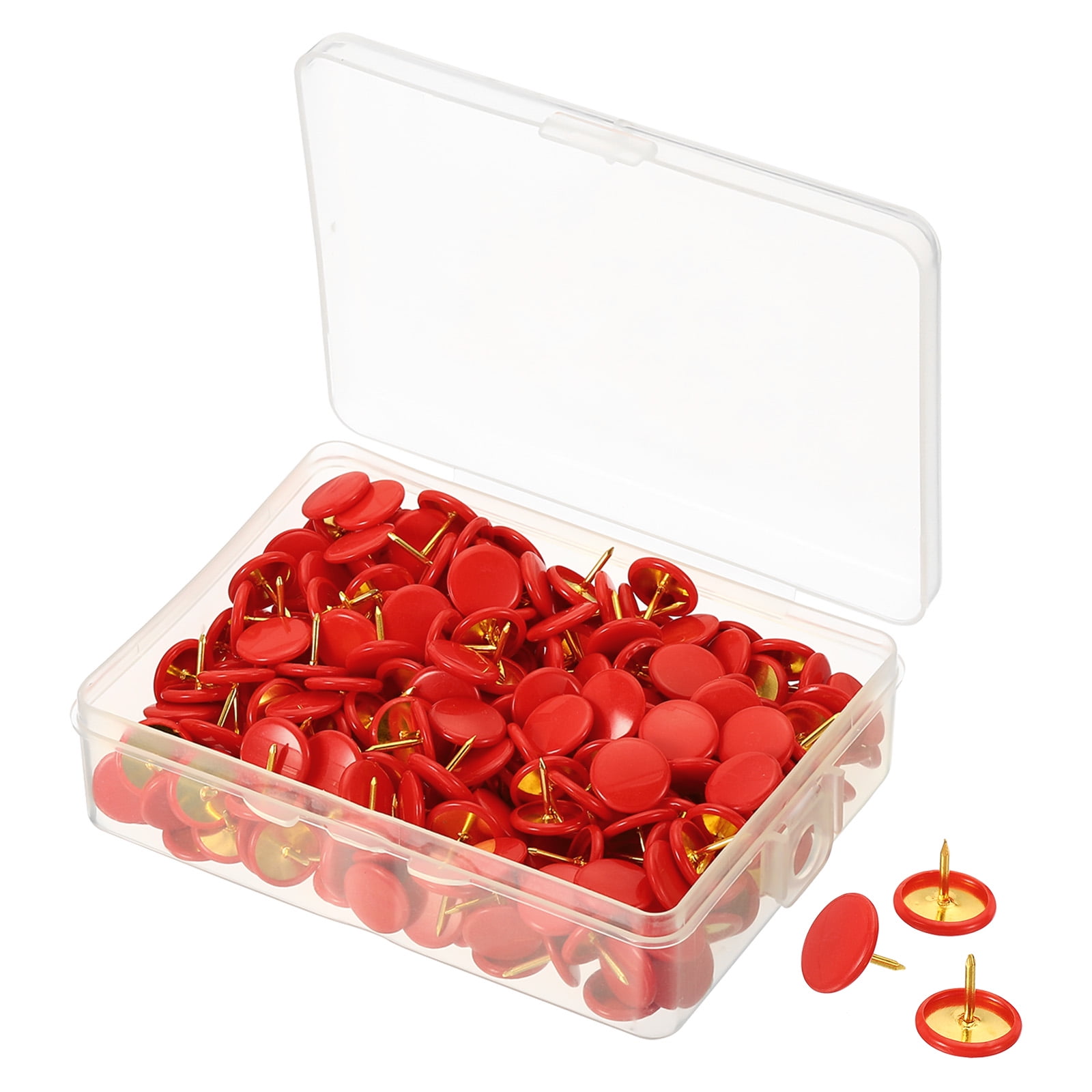 Uxcell Plastic Roundness Decorative Push Pins Golden Steel Point, Red ...