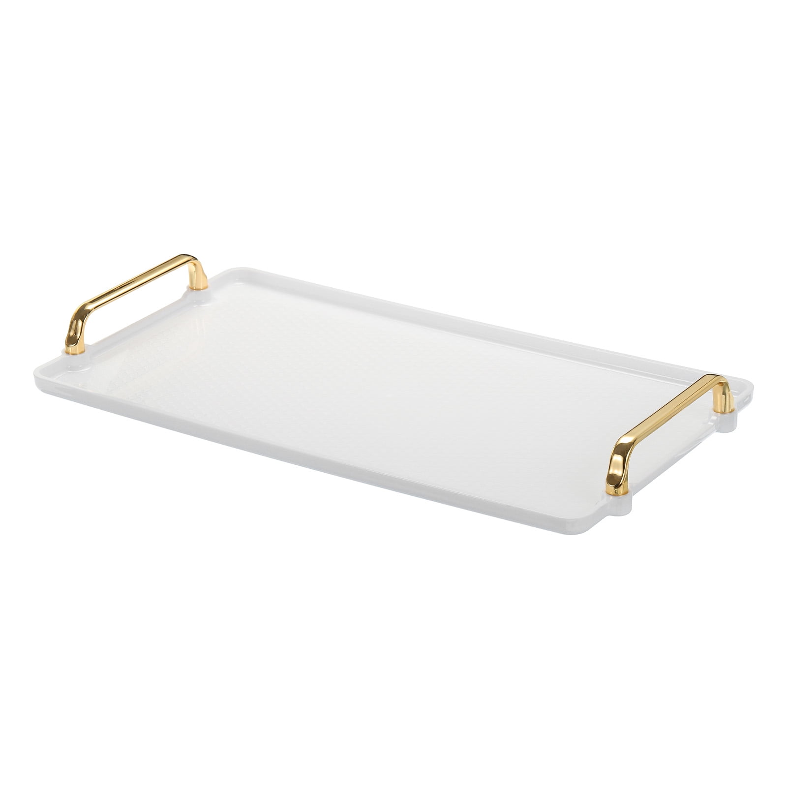 Uxcell Plastic Serving Tray with Golden Handle, 16.1" x 8.7" Modern ...