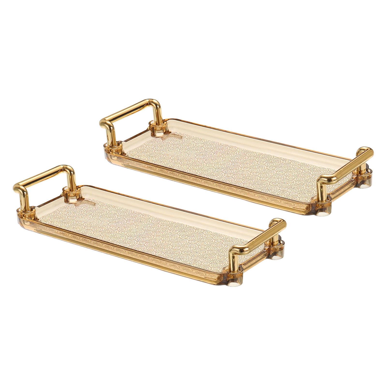 Uxcell Plastic Serving Tray with Golden Handle, 8.9" x 3.9" Modern ...