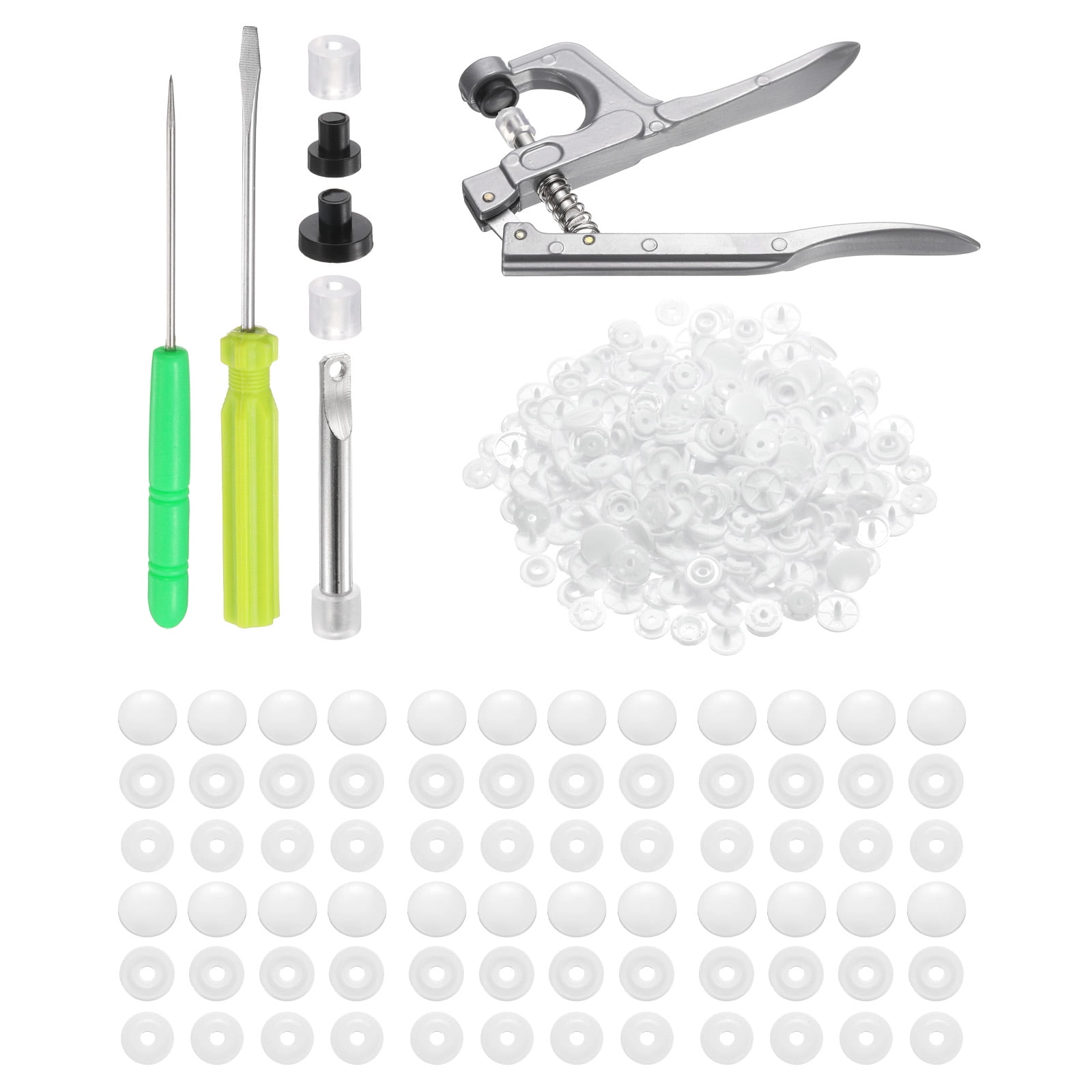 Uxcell Plastic Snaps Fasteners with Snap Pliers, 100 Set T8 Round Resin ...