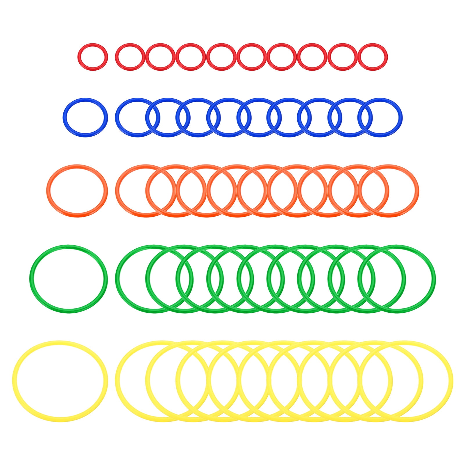 Uxcell Plastic Toss Ring 5 Sizes, 50 Pack Sports Rings Toss Game for ...
