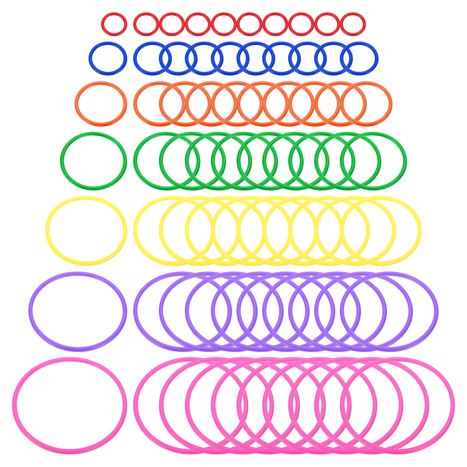 Uxcell Plastic Toss Ring 7 Sizes, 70 Pack Sports Rings Toss Game for ...