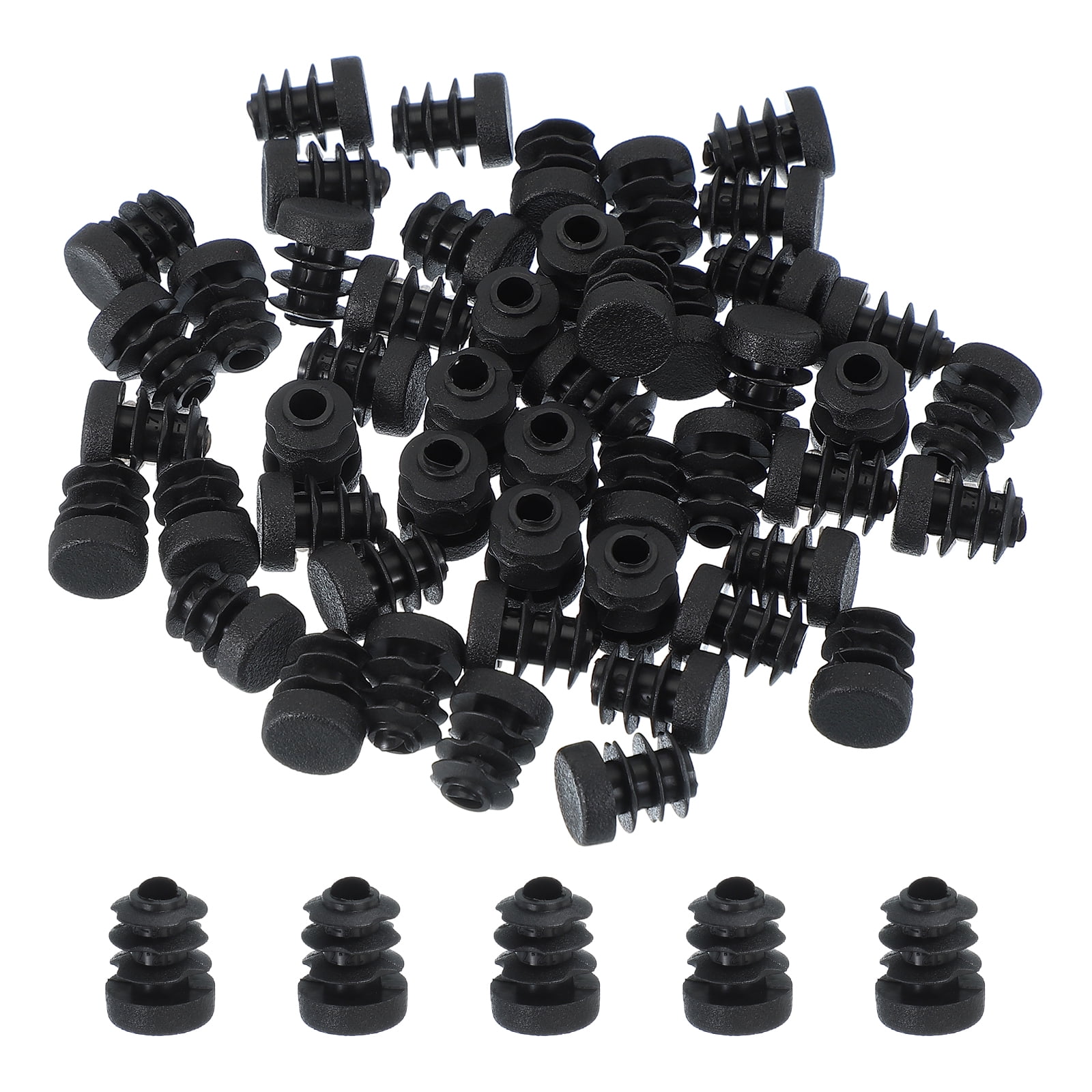 Uxcell Plastic Tubing End Caps, Hole Plug Insert for Round Iron Pipe ...