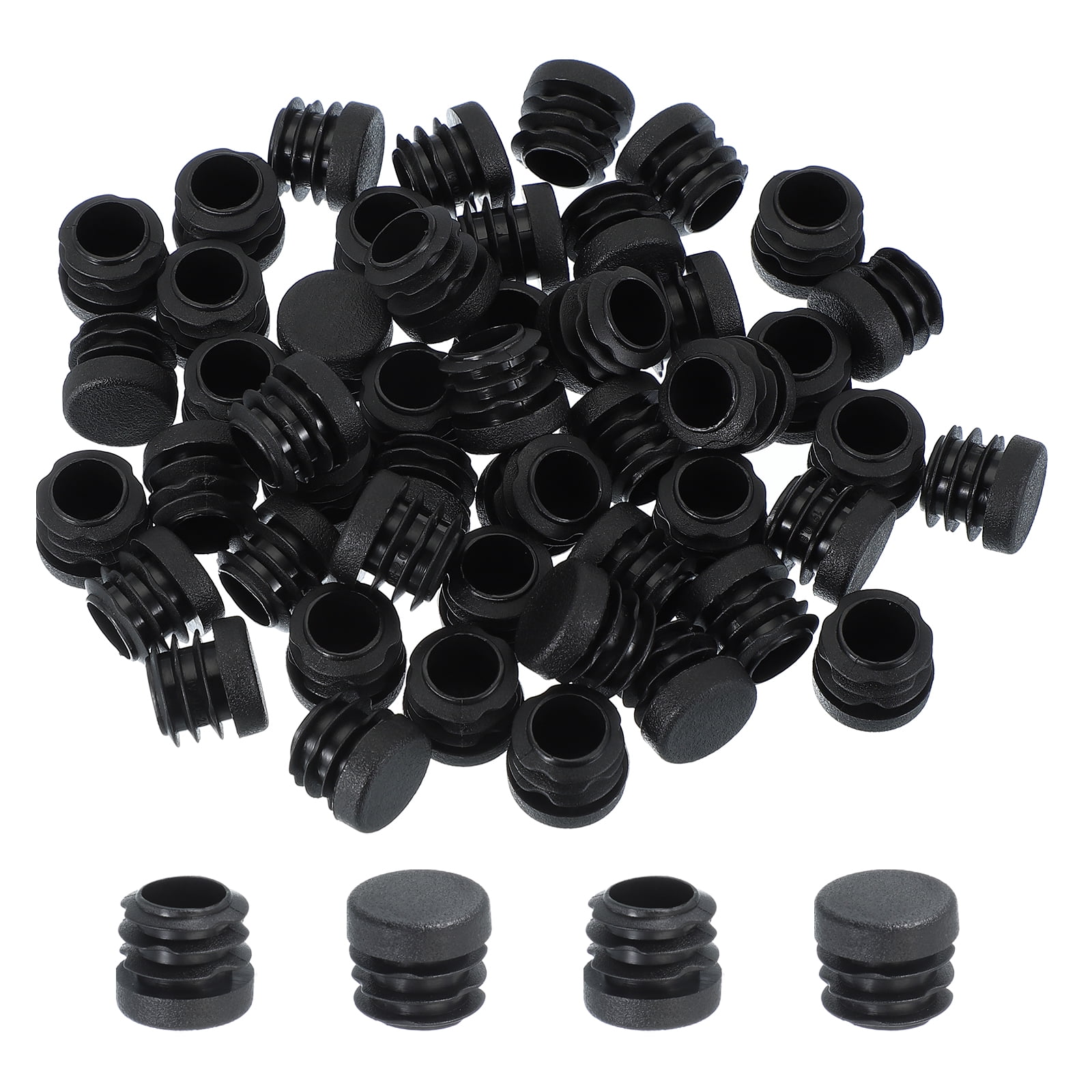 Uxcell Plastic Tubing End Caps, Hole Plug Insert for Round Iron Pipe ...