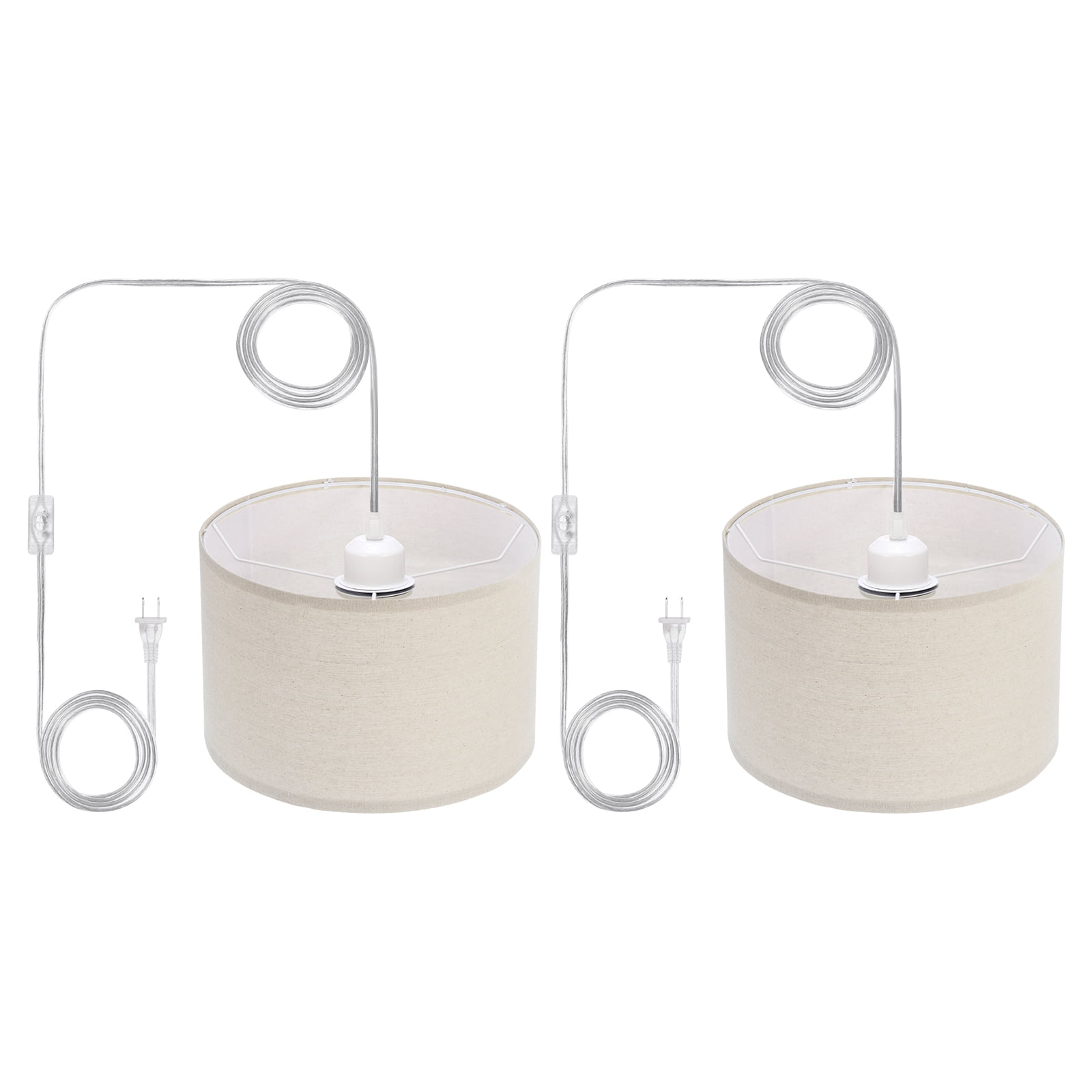 Uxcell Plug in Pendant Light, 2 Pack 15Ft Rope Cord Hanging Lamp ...