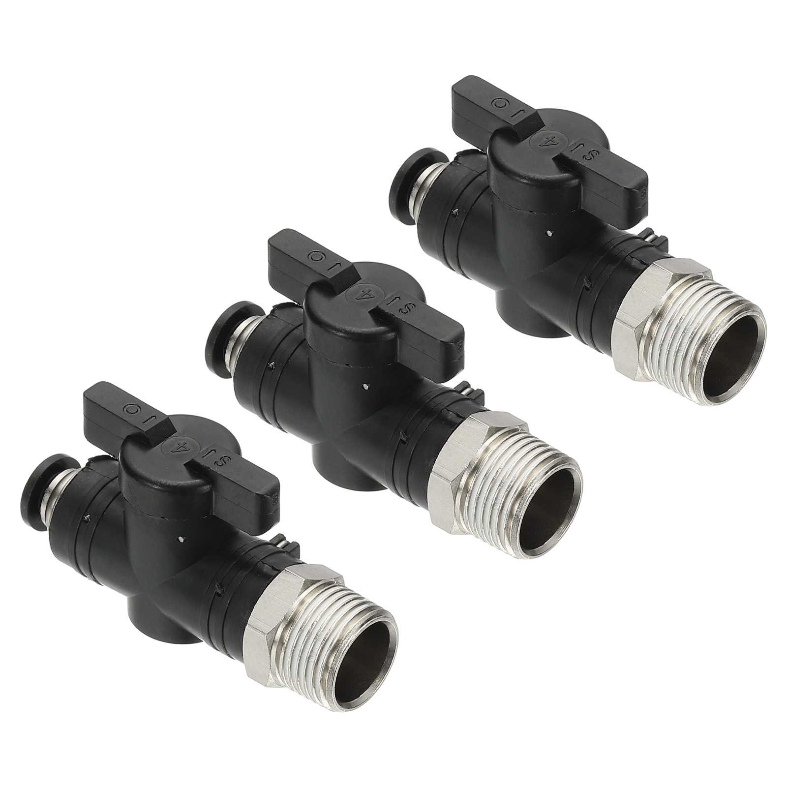 Uxcell Pneumatic Ball Valve PT Male Thread Push to Connect Fittings Ball Valve Air Flow Control ...