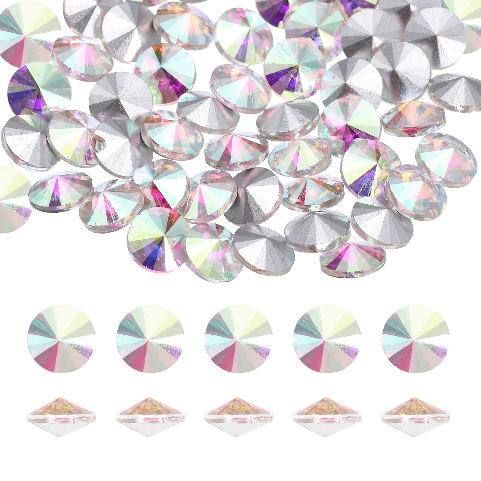 Uxcell Pointed Back Rhinestones, 50 Pcs 8mm Round Glass Rhinestone ...