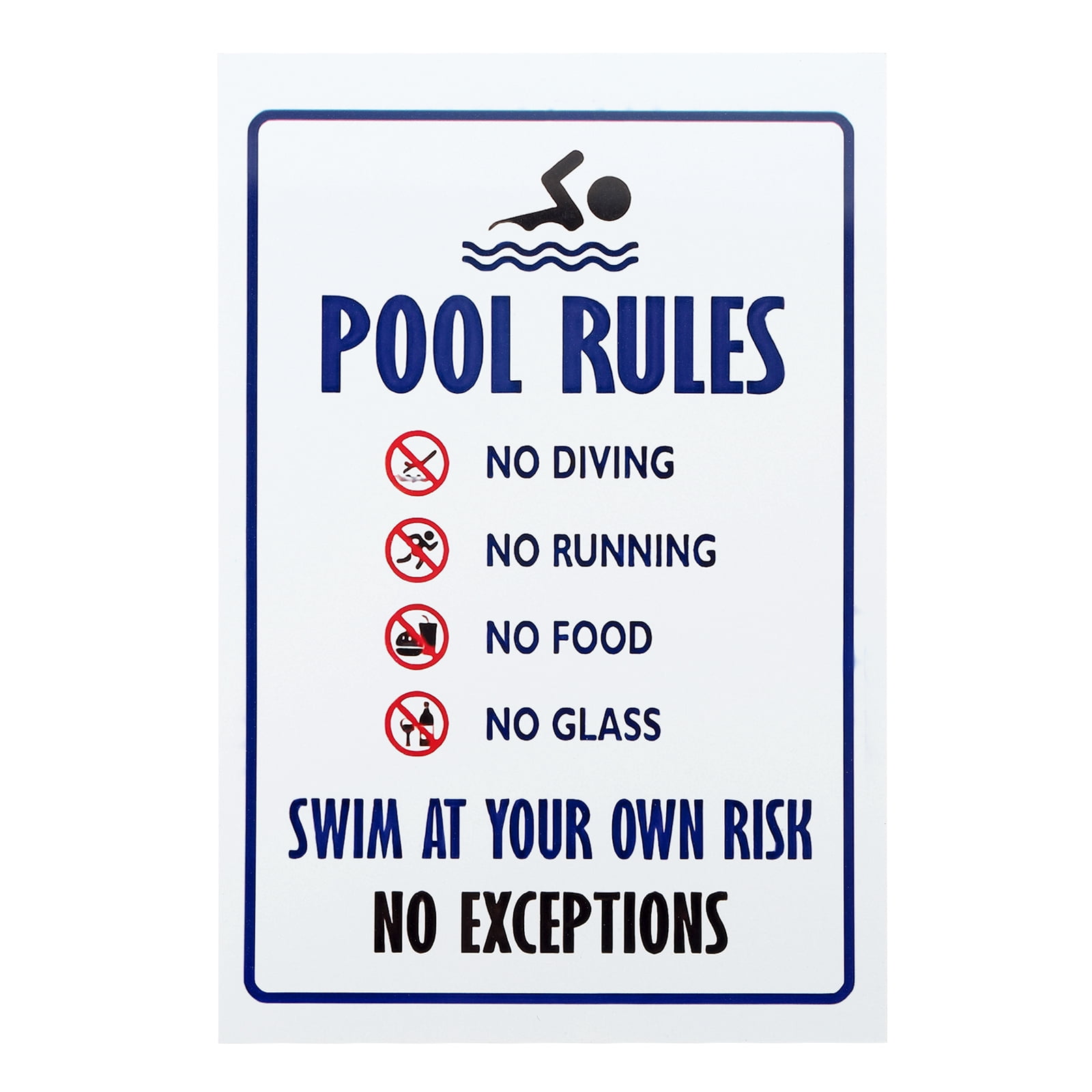 Uxcell Pool Rules Sign 12x8", Aluminum Sign No Diving No Running No ...