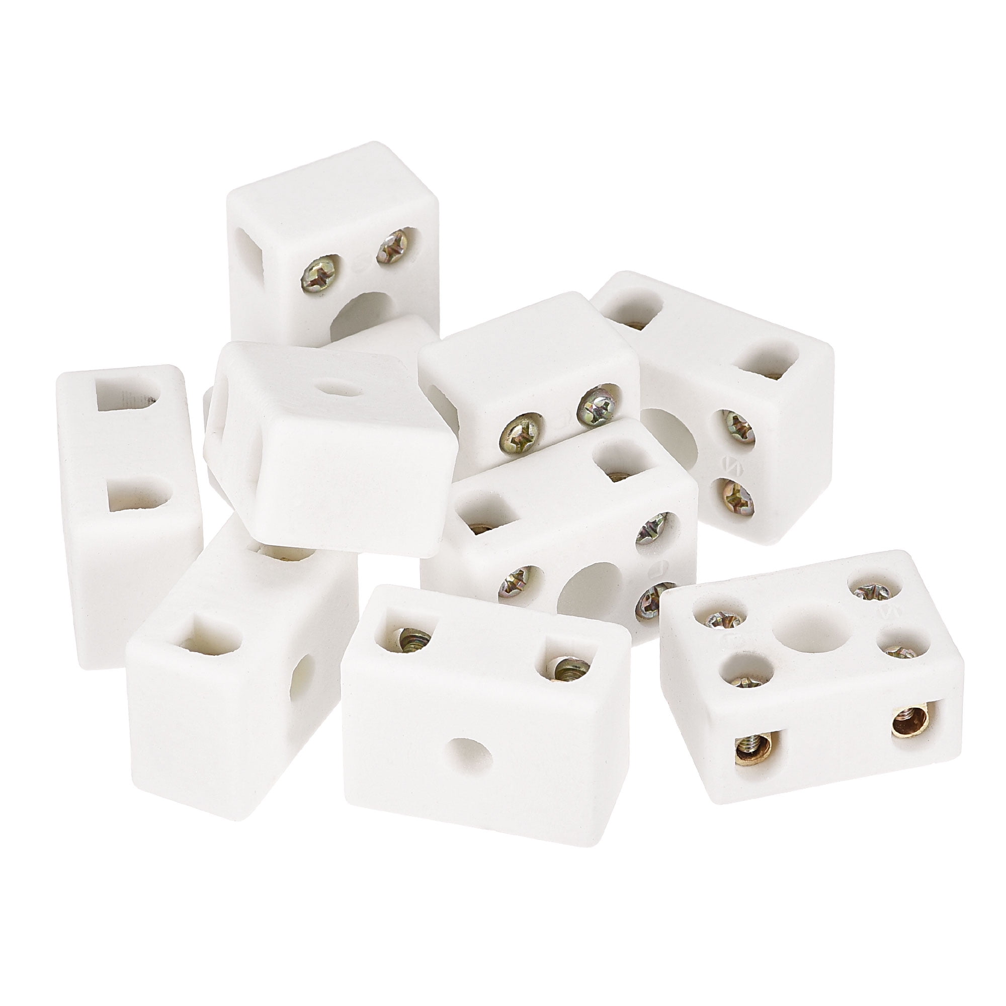 Uxcell Porcelain Ceramic Terminal Block 20pcs 2 Way 5 Hole High ...