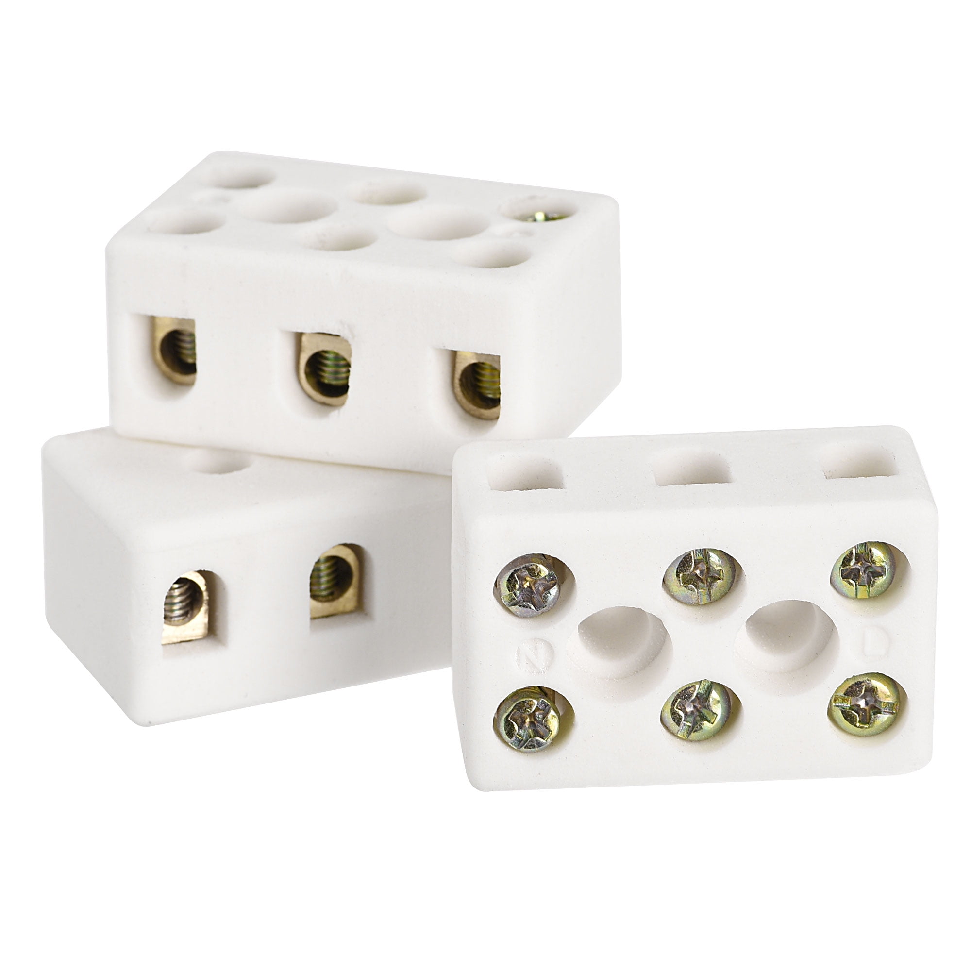 Uxcell Porcelain Ceramic Terminal Block 20pcs 3 Way 8 Hole 3mm High ...