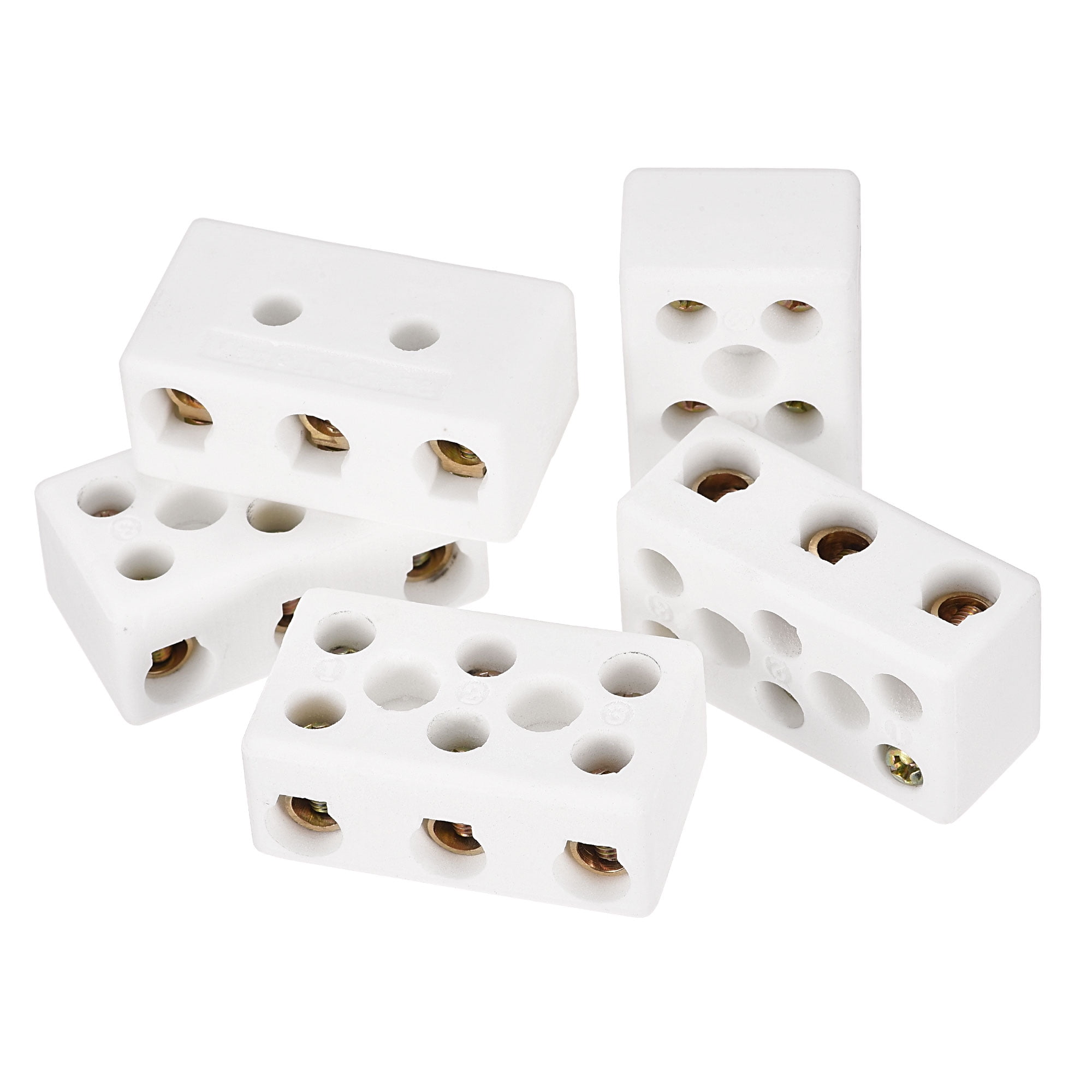 Uxcell Porcelain Ceramic Terminal Block 5pcs 3 Way 8 Hole 3mm High ...