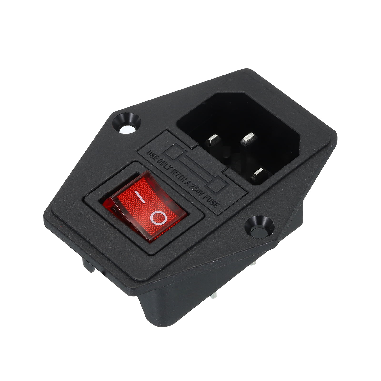 Uxcell Power Switch 10A 250V AC Rocker Switch 3 Pin IEC320 C14 Inlet ...