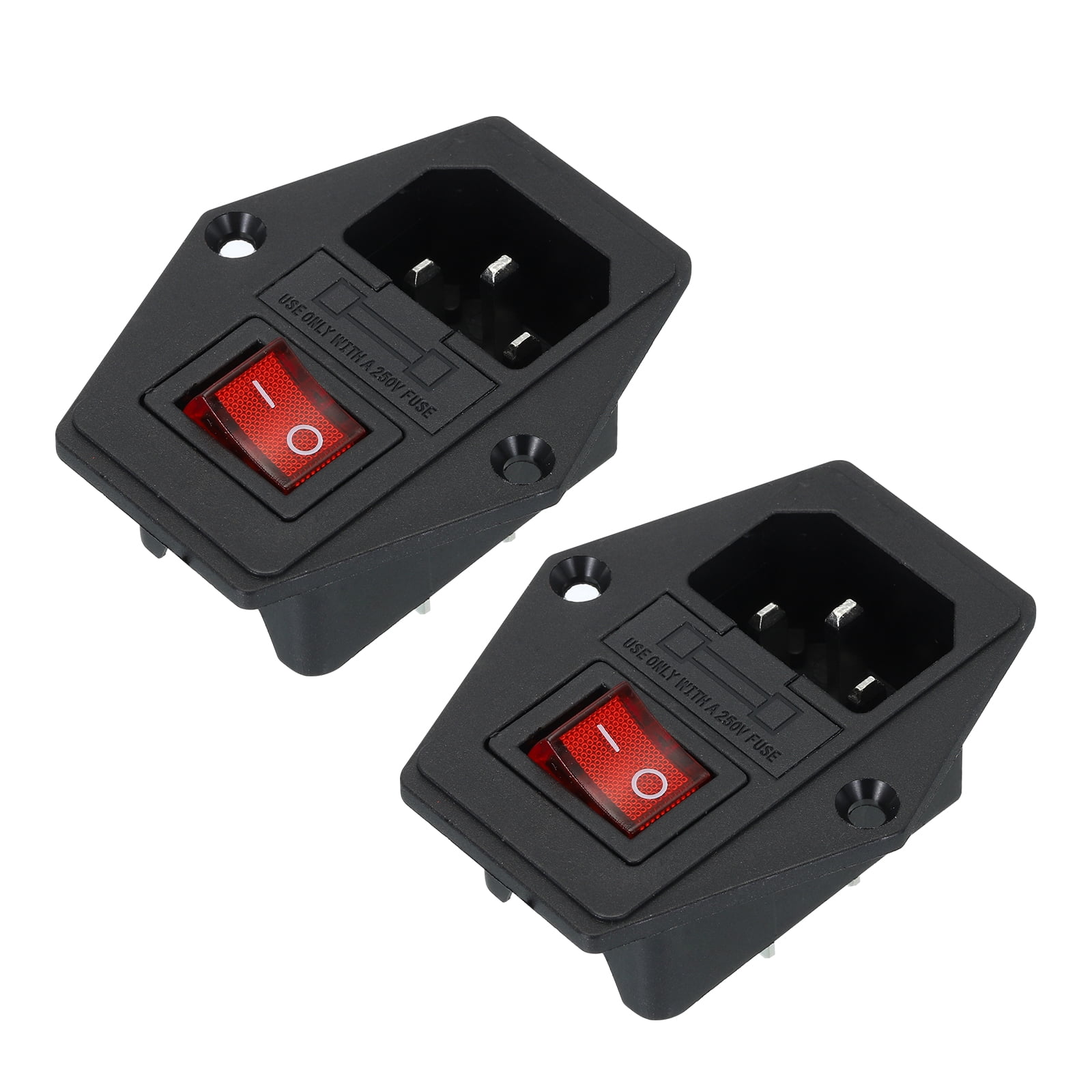 Uxcell Power Switch 10A 250V AC Rocker Switch 3 Pin IEC320 C14 Inlet ...