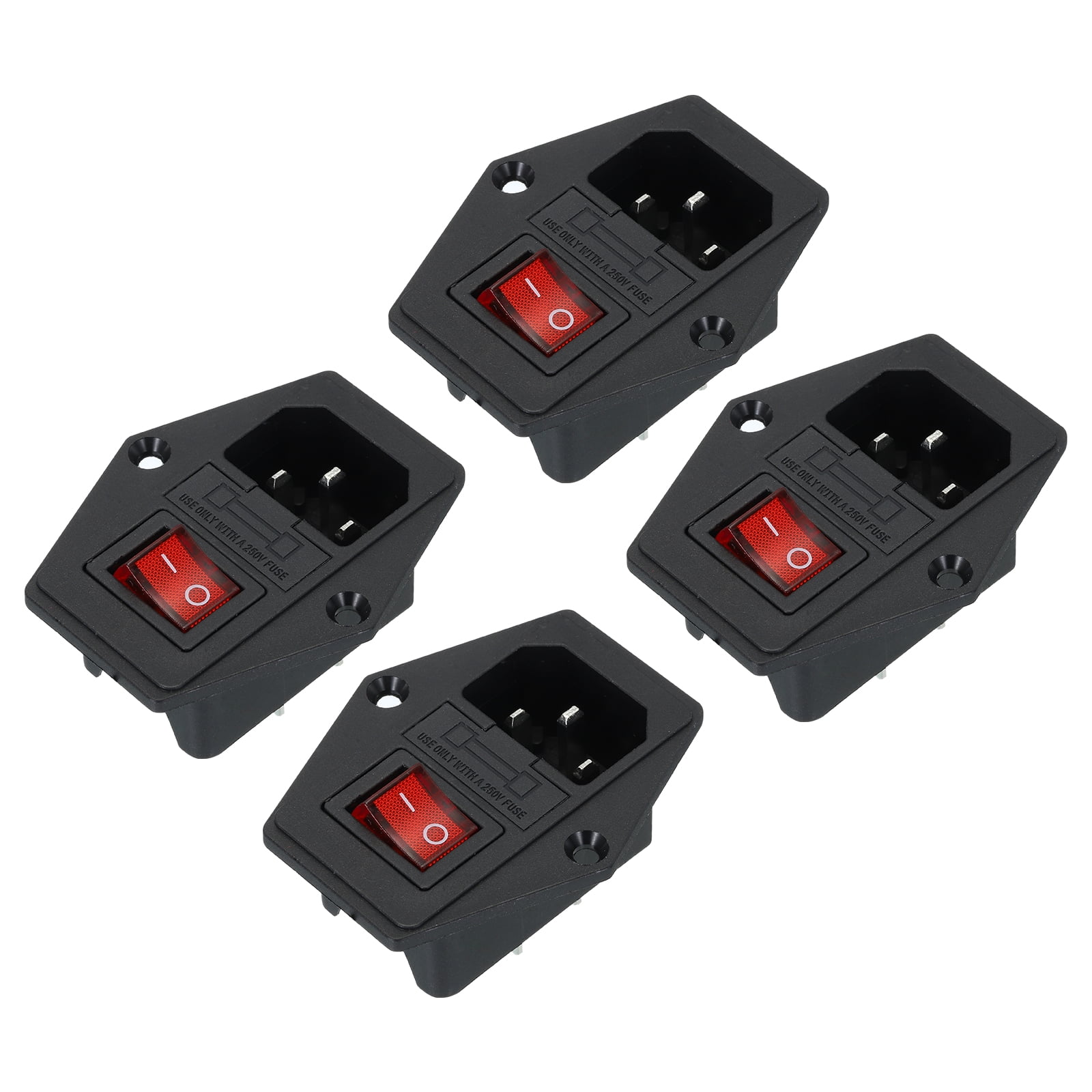 Uxcell Power Switch 10A 250V AC Rocker Switch 3 Pin IEC320 C14 Inlet ...