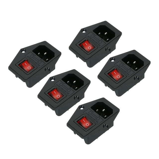 Uxcell Power Switch 10A 250V AC Rocker Switch 3 Pin IEC320 C14 Inlet ...