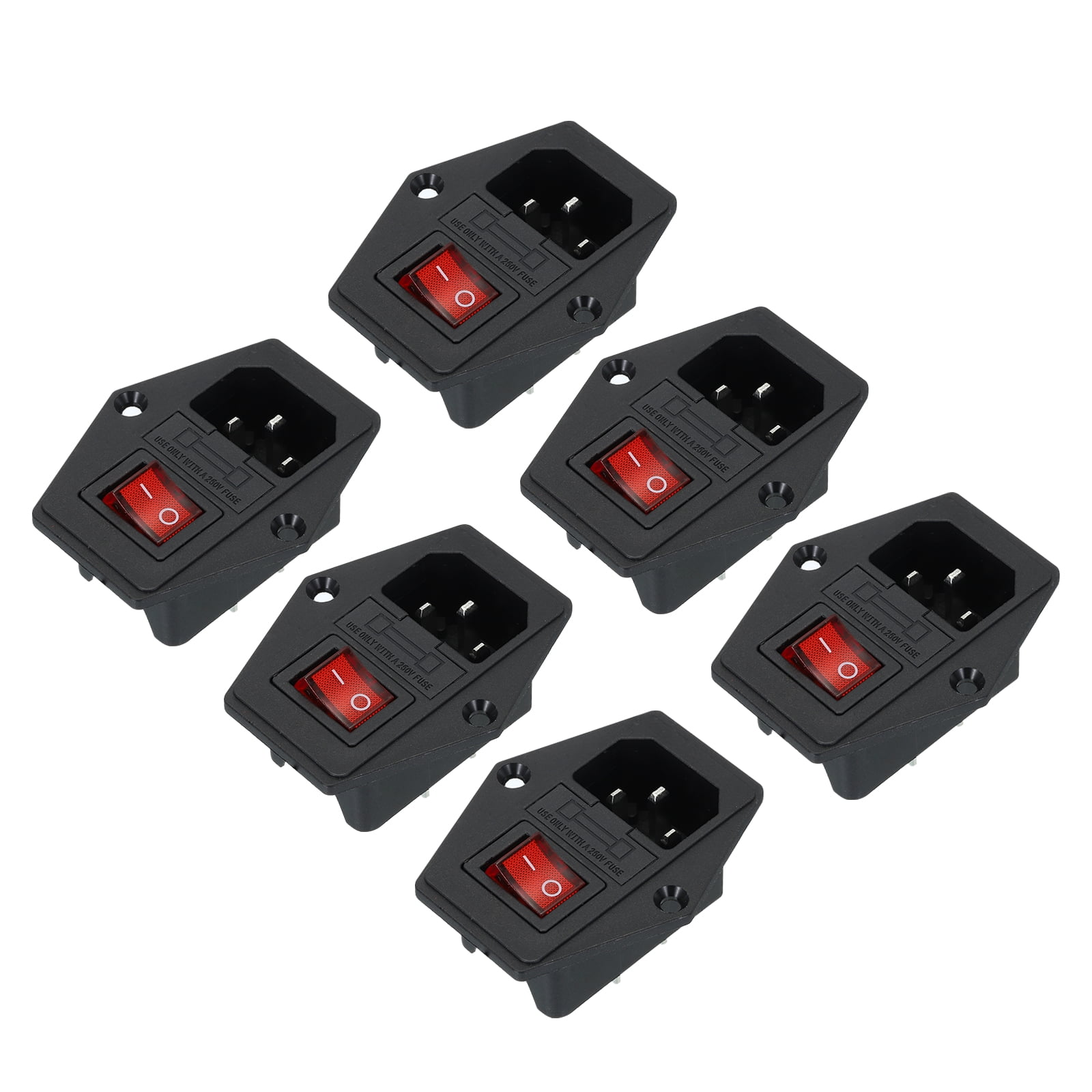 Uxcell Power Switch 10A 250V AC Rocker Switch 3 Pin IEC320 C14 Inlet ...