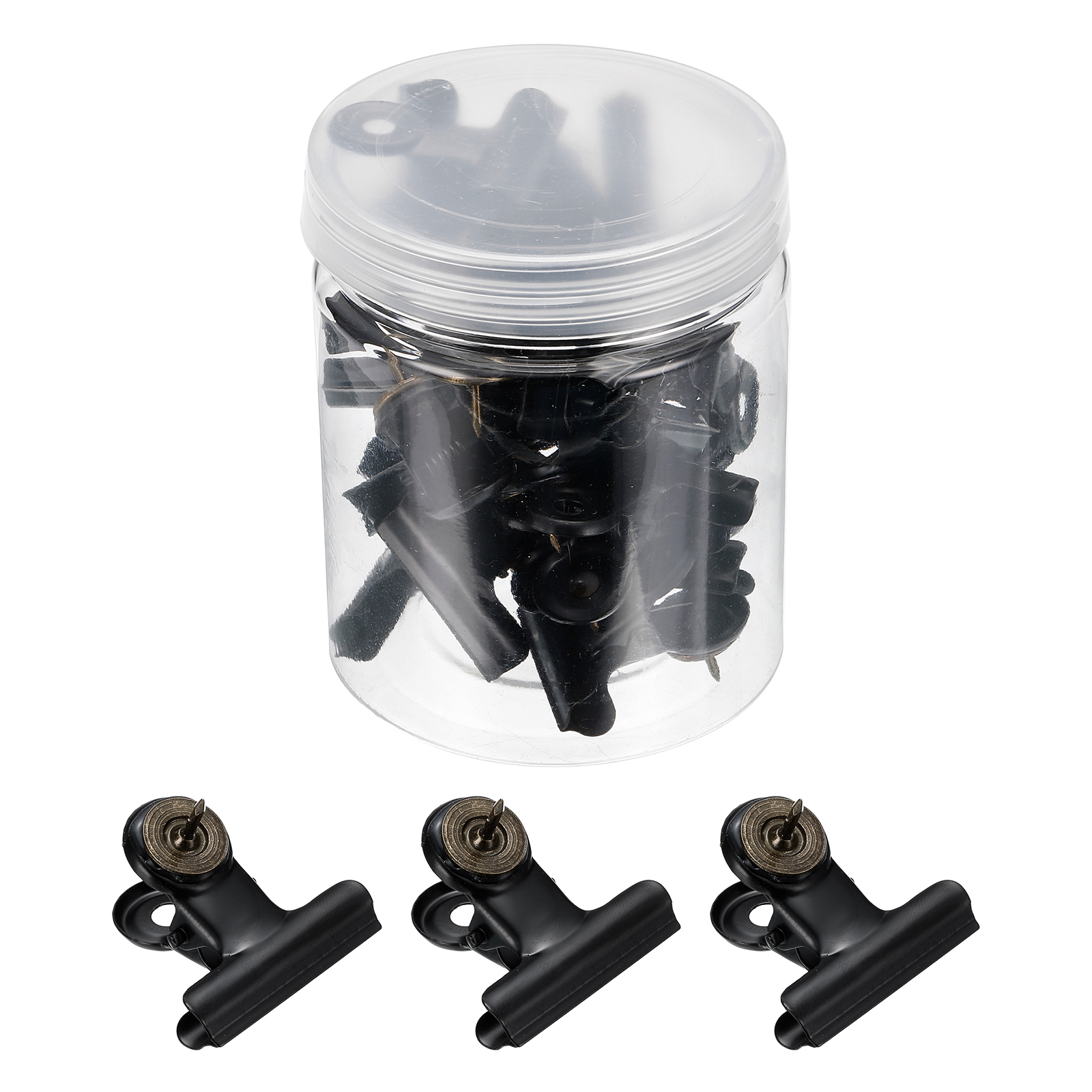 Uxcell Push Pin Clips Metal Thumb Tacks with Clip for Office, Black 20 ...