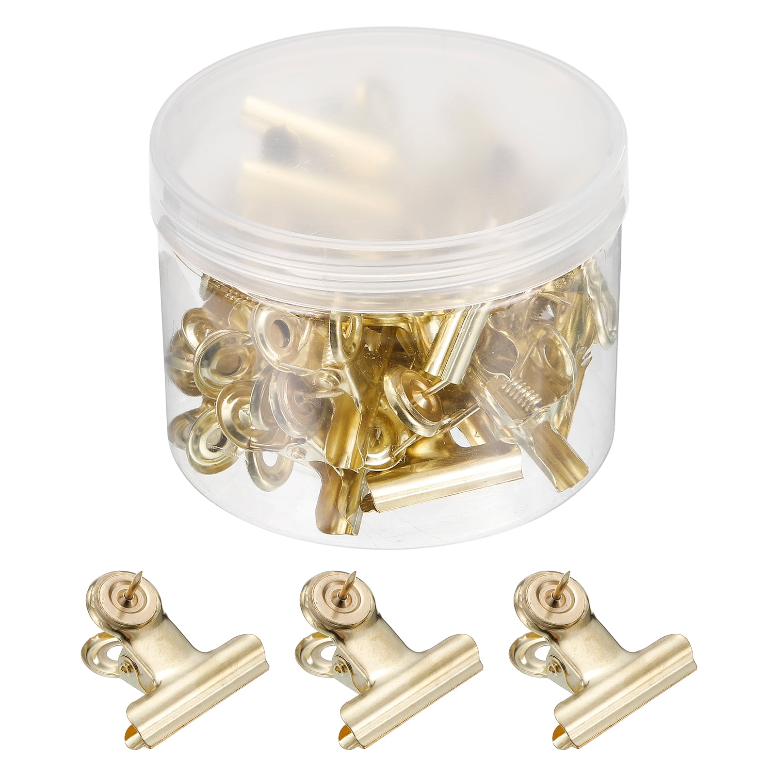 Uxcell Push Pin Clips Metal Thumb Tacks with Clip for Office, Gold 30 ...