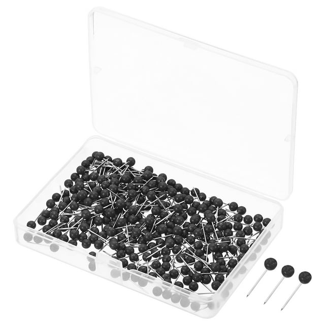 Uxcell Push Pins Plastic Round Head Map Tacks Thumb Steel Point, Black ...