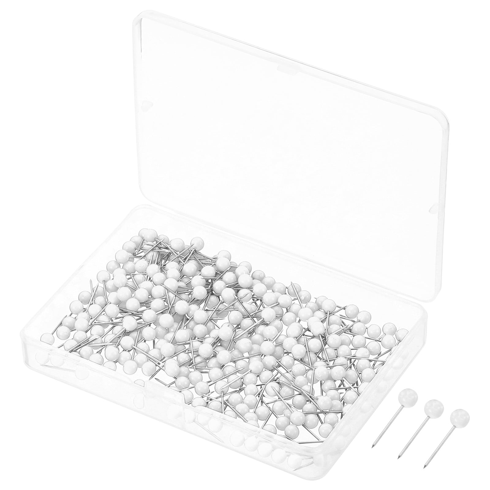 Uxcell Push Pins Plastic Round Head Map Tacks Thumb Steel Point, White ...
